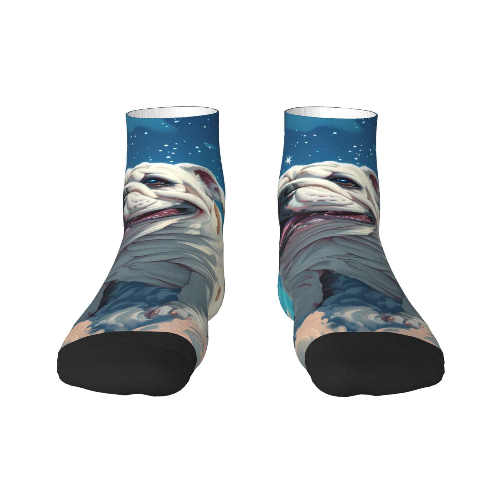 Goofa Starry Sky Cloud Bulldog Pattern Non Slip Socks with Grips for ...