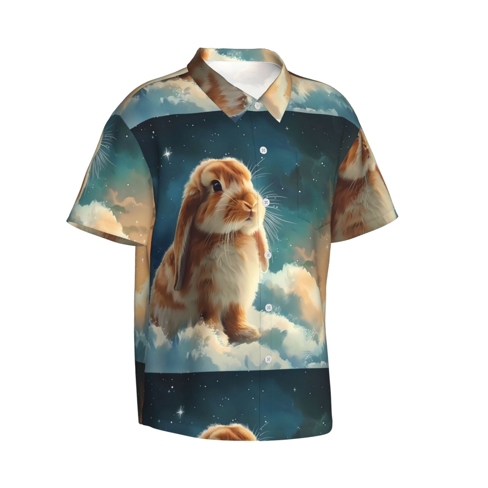 Goofa Starry Sky Cloud Cute Rabbit Hawaiian Shirt for Men, Unisex ...