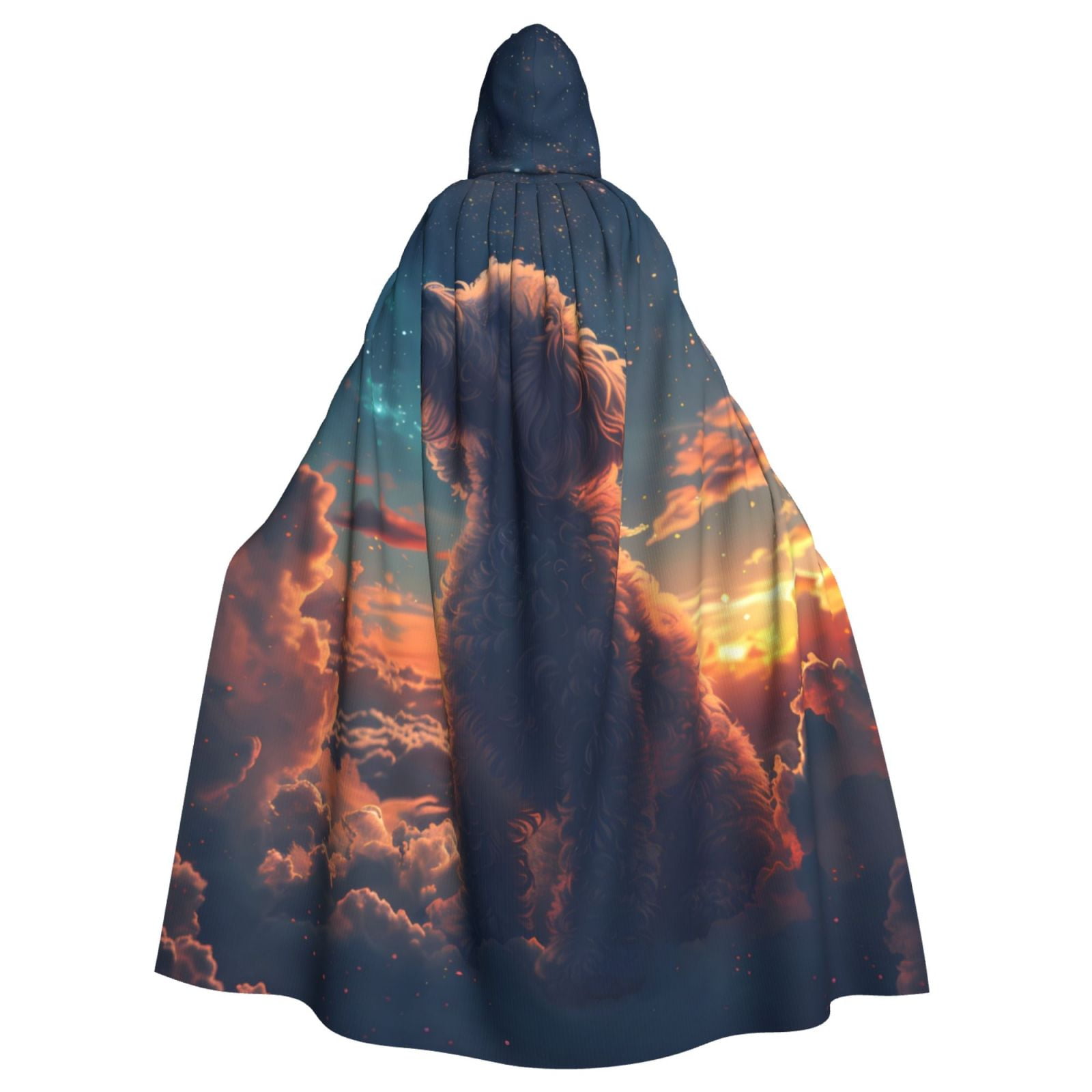 Goofa Starry Sky Cloud Puppy Pattern Hooded Cloak, Halloween Costume ...