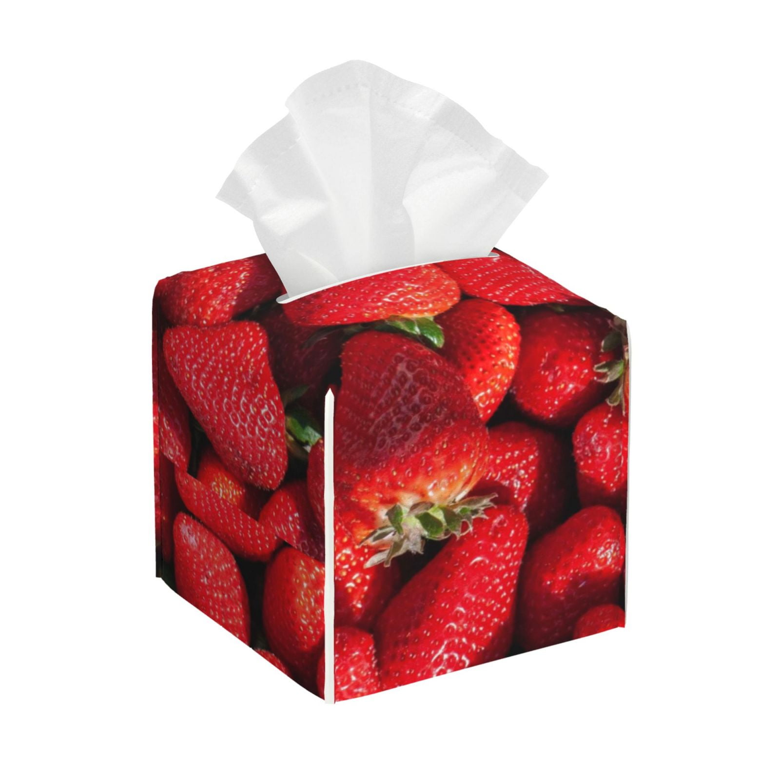 Goofa Strawberry Red Tissue Box Cover PVC Leather Tissue Holder Square ...
