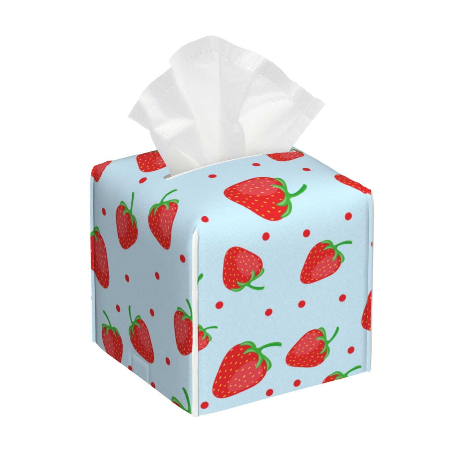 Goofa Strawberry Tissue Box Cover PVC Leather Tissue Holder Square ...