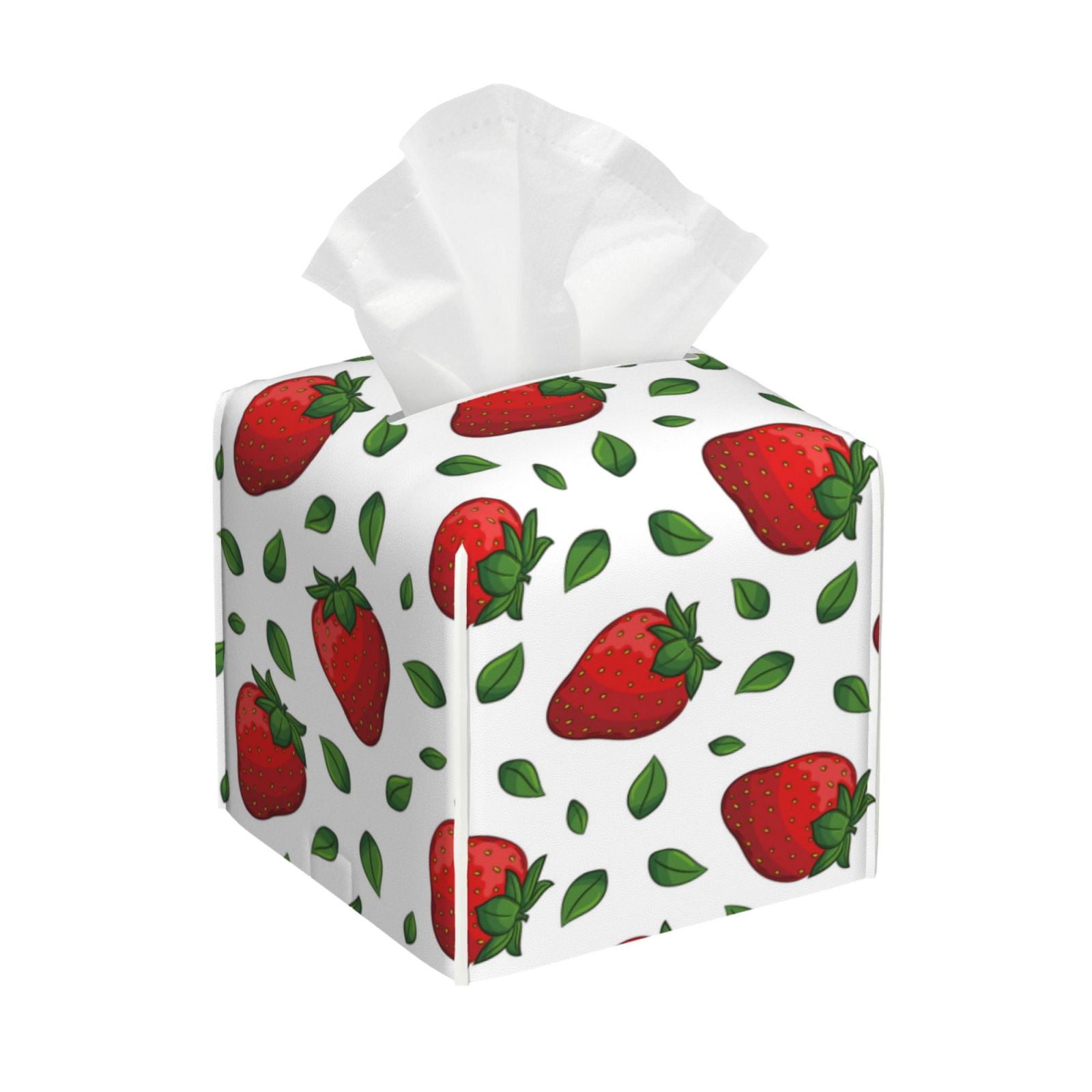 Goofa Strawberry Tissue Box Cover PVC Leather Tissue Holder Square ...
