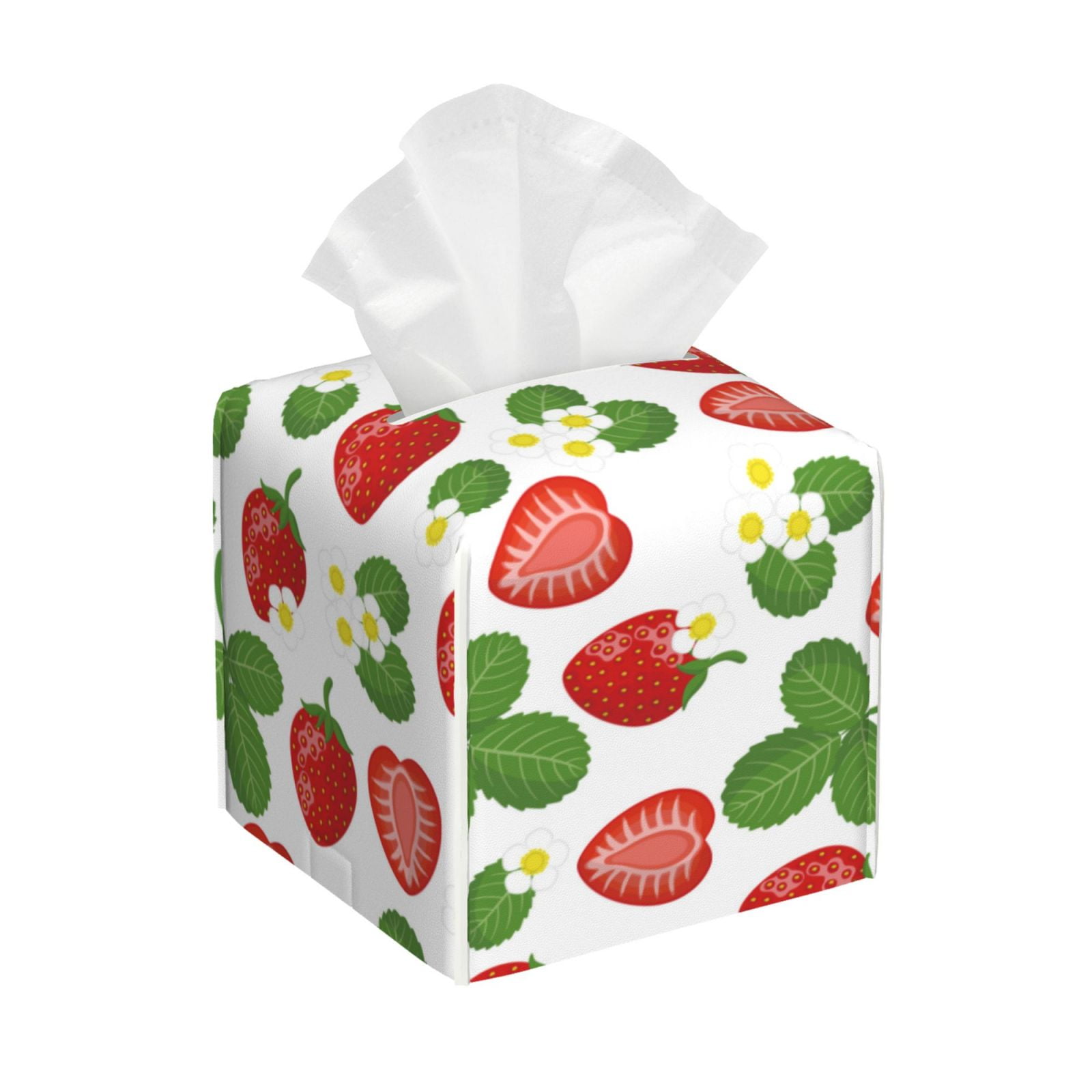 Goofa Strawberry Tissue Box Cover PVC Leather Tissue Holder Square ...