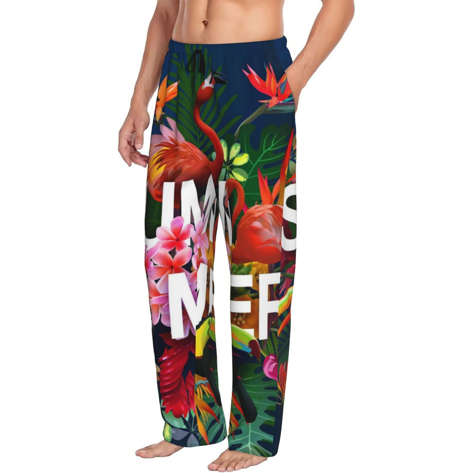 Goofa Summer Birds and Flowers Printed Soft Pajama Pants for Men, Wide ...