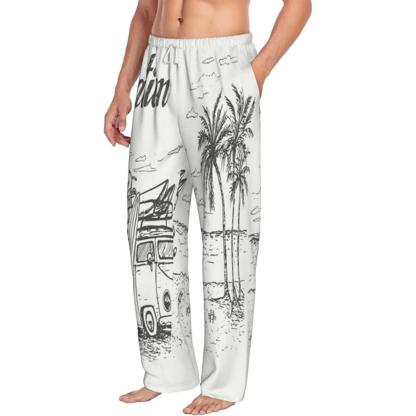 Goofa Summer Vacation Scene With Camping Van Printed Soft Pajama Pants ...