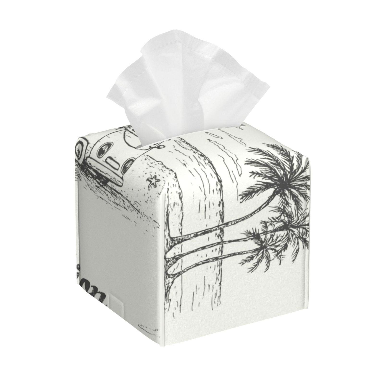 Goofa Summer Vacation Scene With Camping Van Tissue Box Cover PVC ...