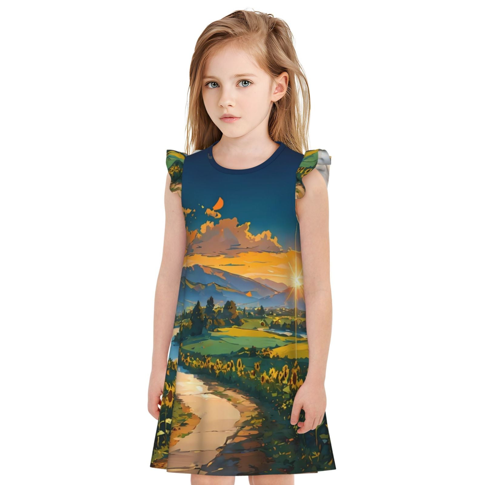 Goofa Sunflowers At Sunset Pattern Sweet & Sassy Girls' Nightgowns ...