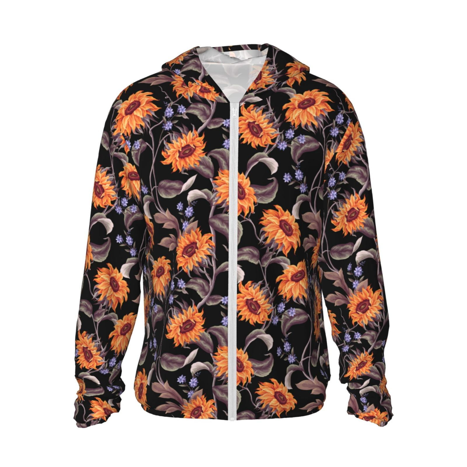 Goofa Sunflowers Printed Women's UPF 50+ Sun Protection Hoodie Jacket ...
