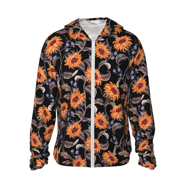 Goofa Sunflowers Printed Women's UPF 50+ Sun Protection Hoodie Jacket ...