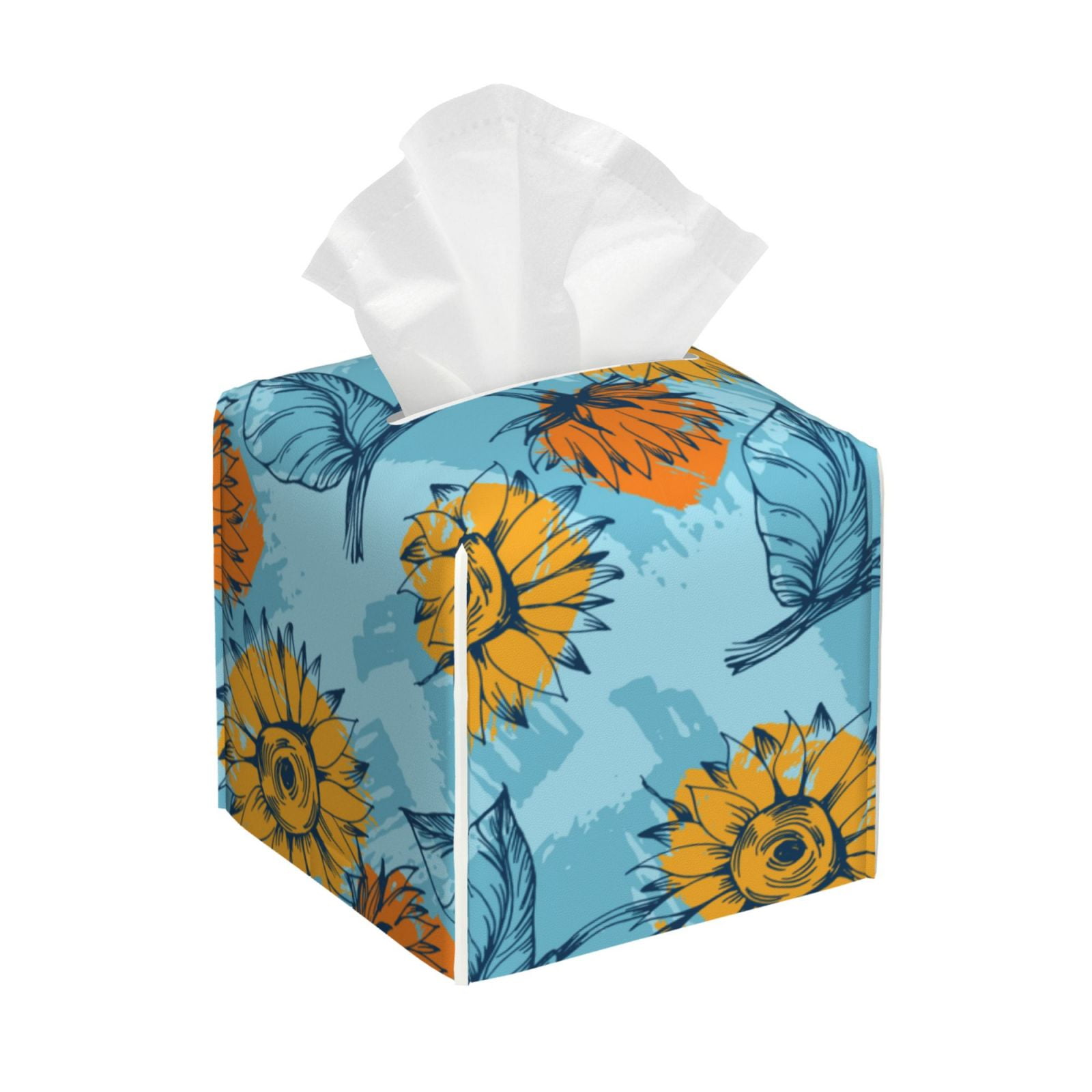 Goofa Sunflowers Tissue Box Cover PVC Leather Tissue Holder Square ...