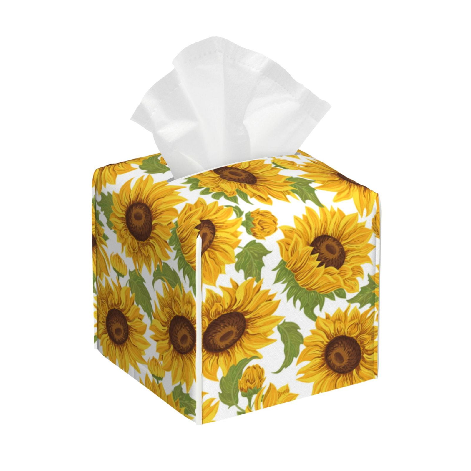 Goofa Sunflowers Tissue Box Cover PVC Leather Tissue Holder Square ...