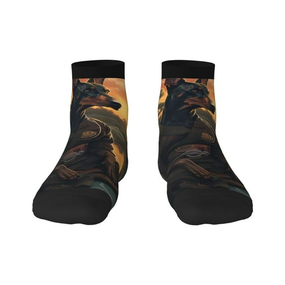 Goofa Sunset Meditating Doberman Pattern Non Slip Socks with Grips for ...