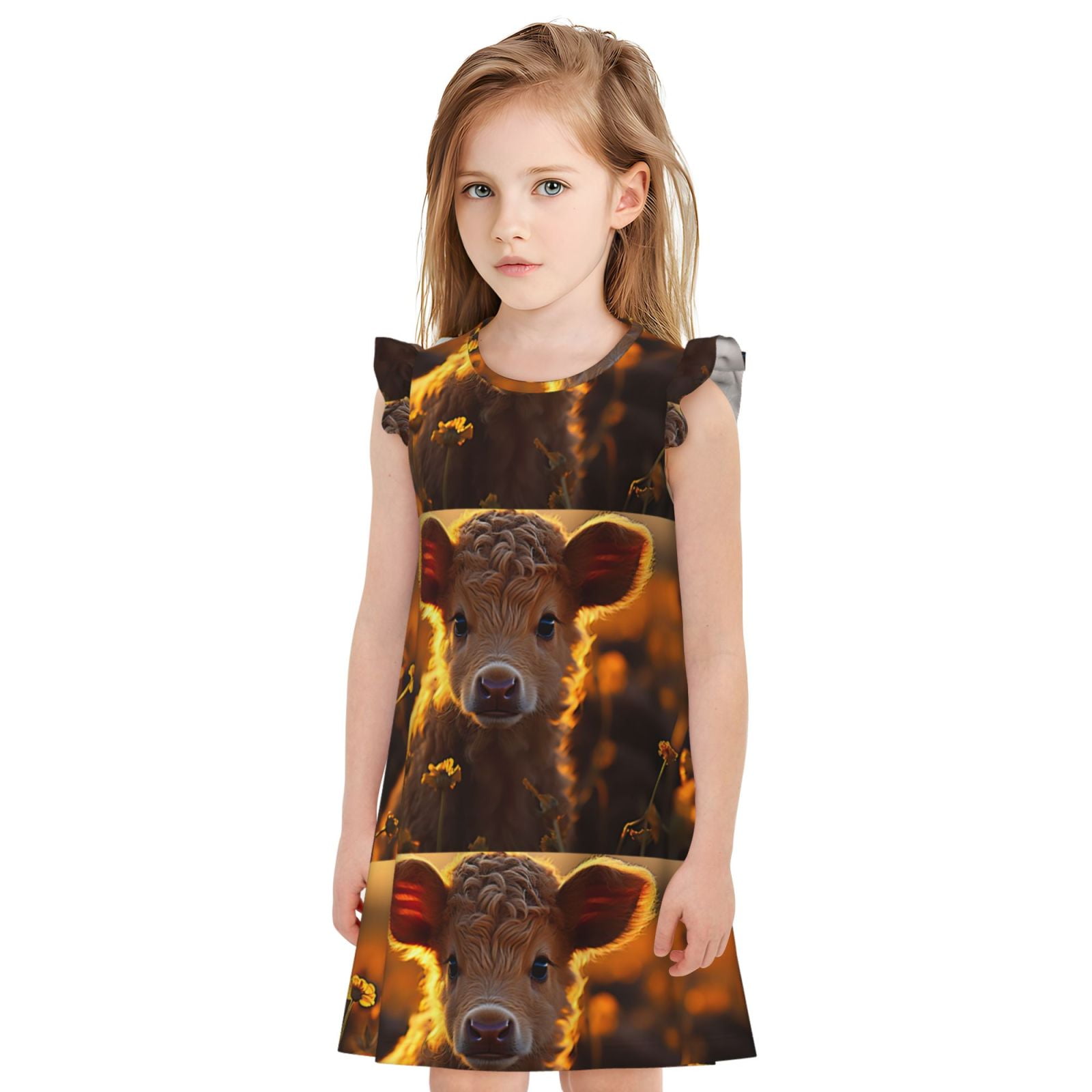 Goofa Sunset Sunflower Cow Pattern Sweet & Sassy Girls' Nightgowns ...