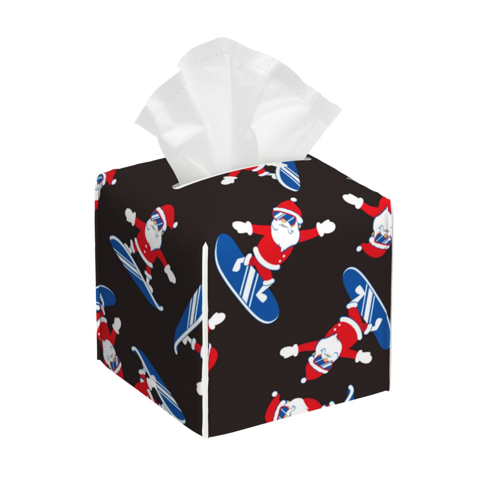 Goofa Surfing Santa Tissue Box Cover PVC Leather Tissue Holder Square ...