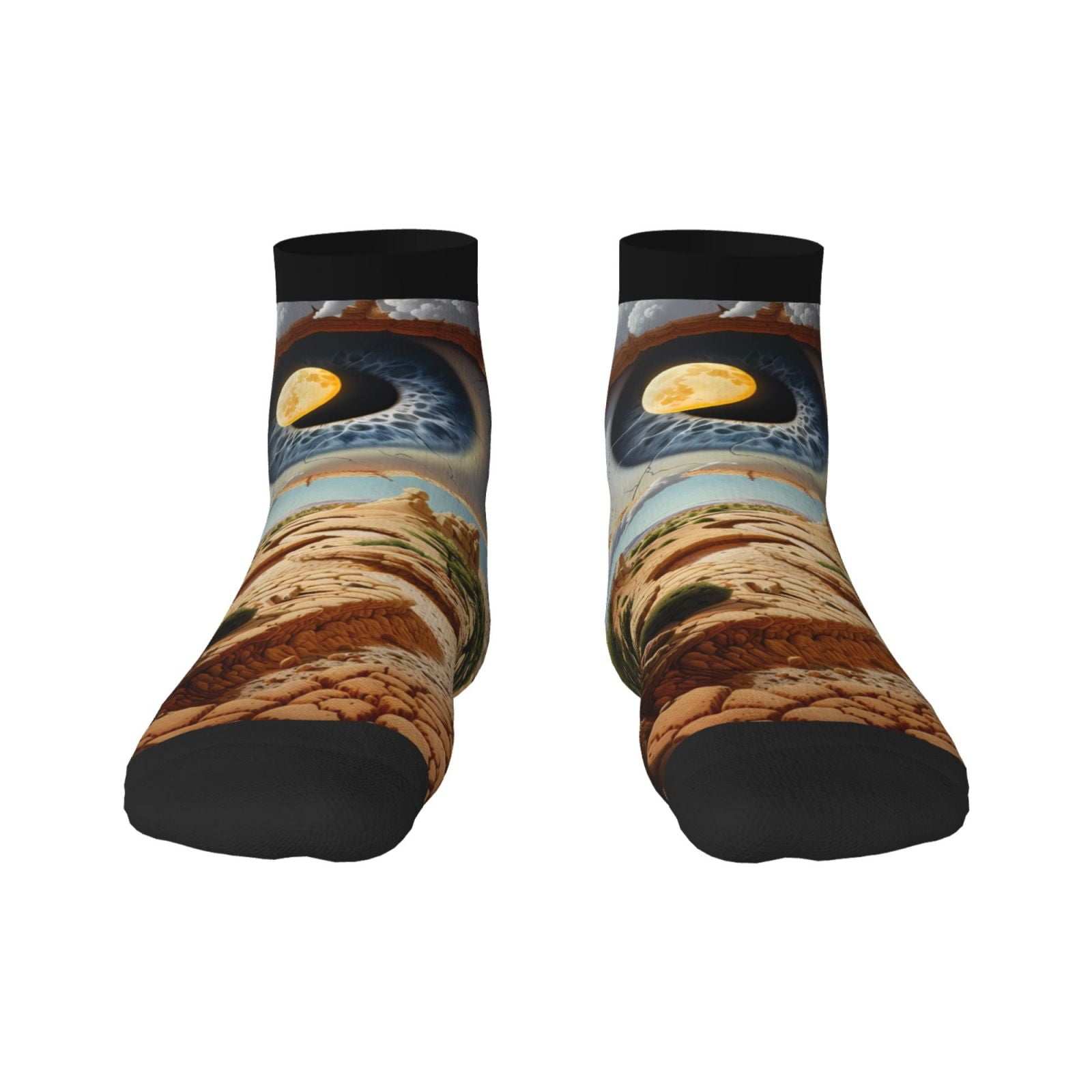 Goofa Surreal Desert Eye Landscape Pattern Non Slip Socks with Grips ...