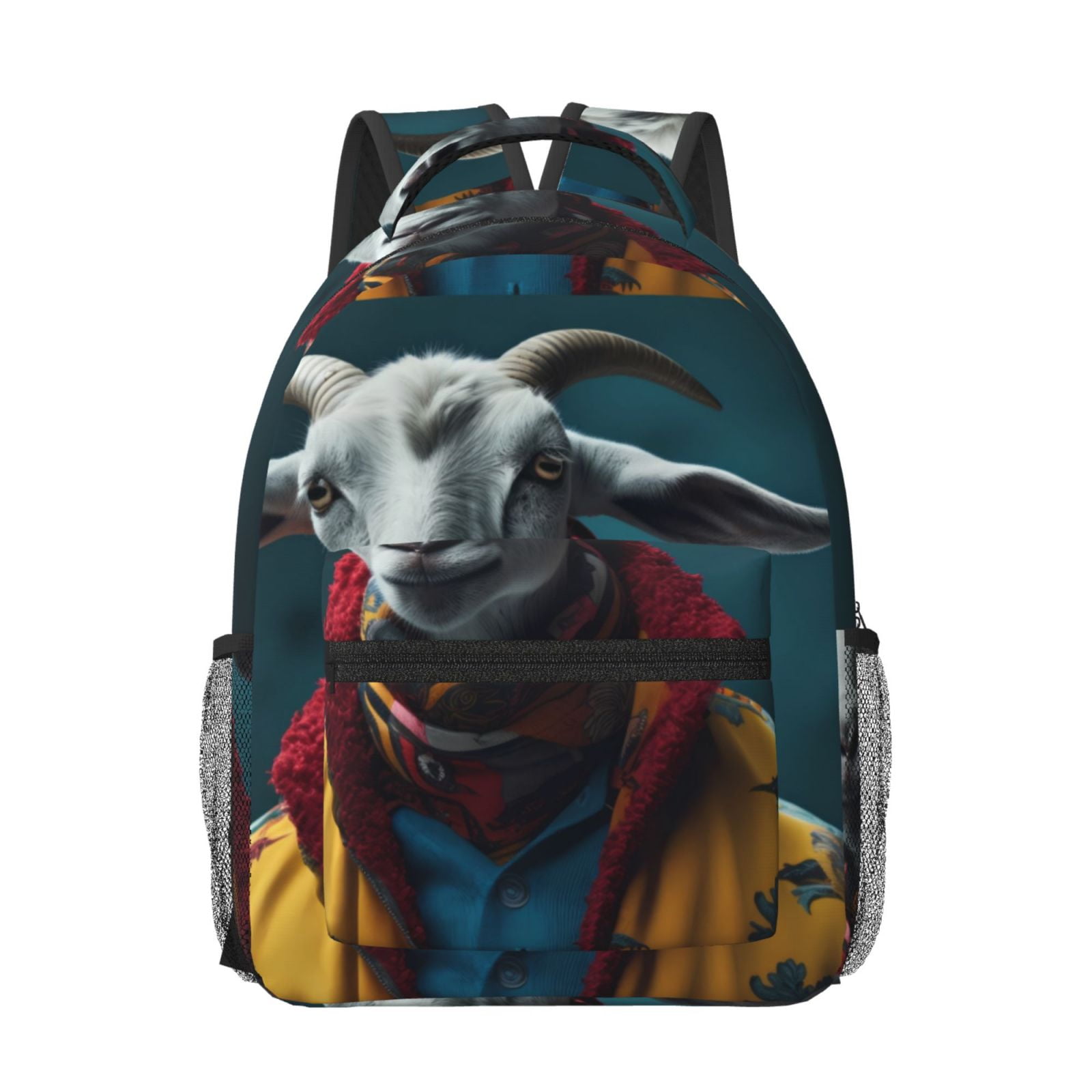 Goofa Surrealist Goat Pattern Comfortable Student Backpack - Ergonomic ...