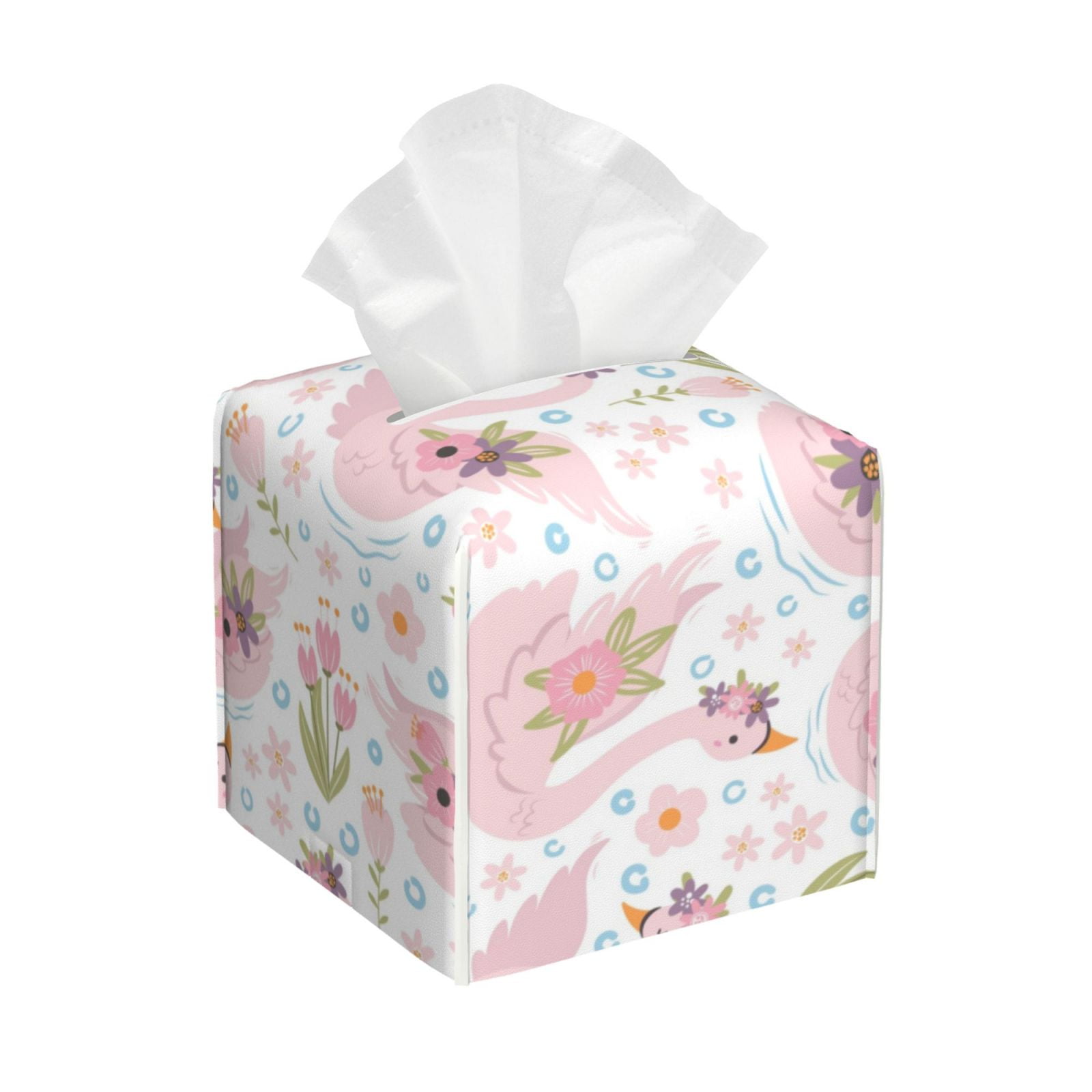 Goofa Swan And Flowers Tissue Box Cover PVC Leather Tissue Holder ...