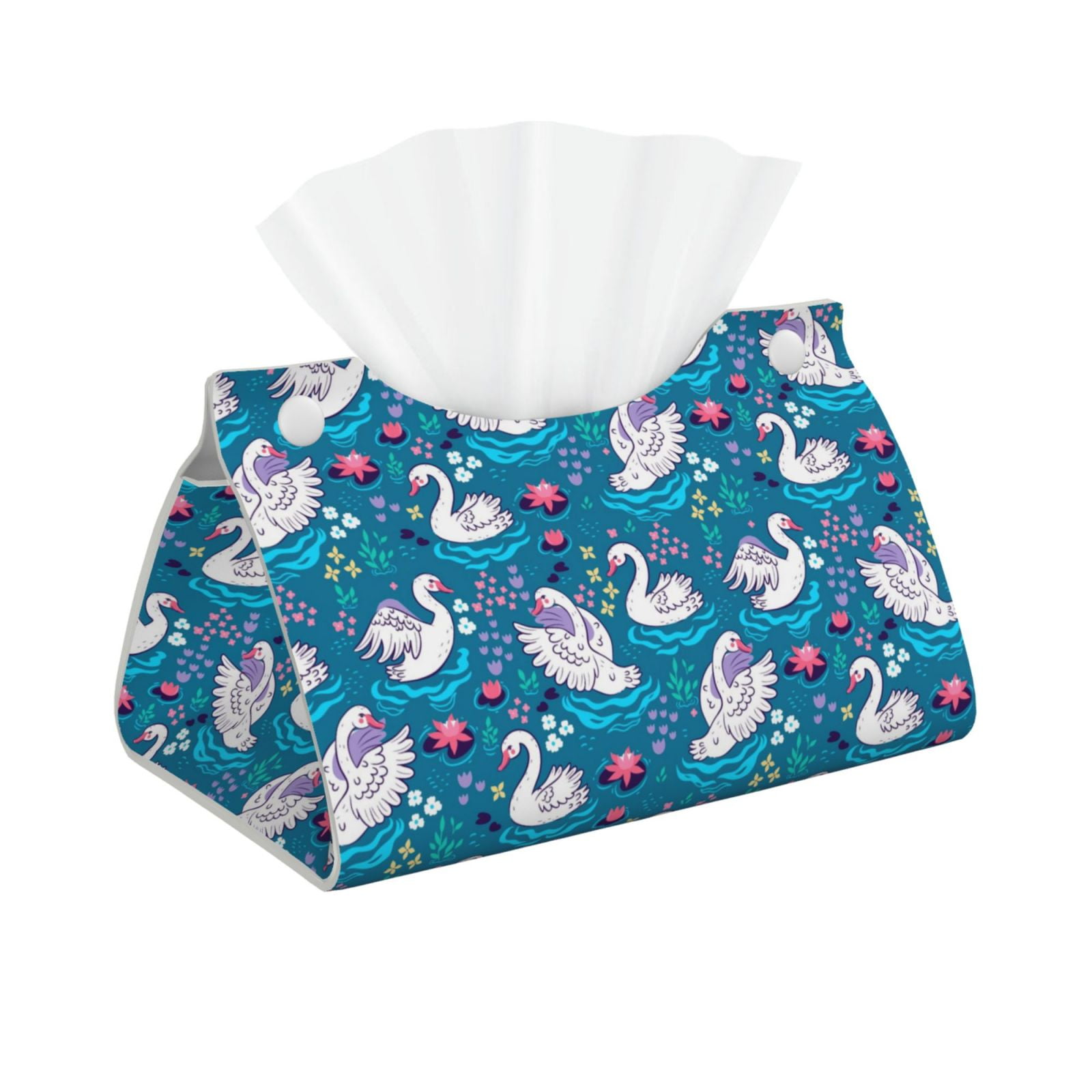 Goofa Swan On The Pond Pattern Triangle Square Tissue Box Cover, Modern ...