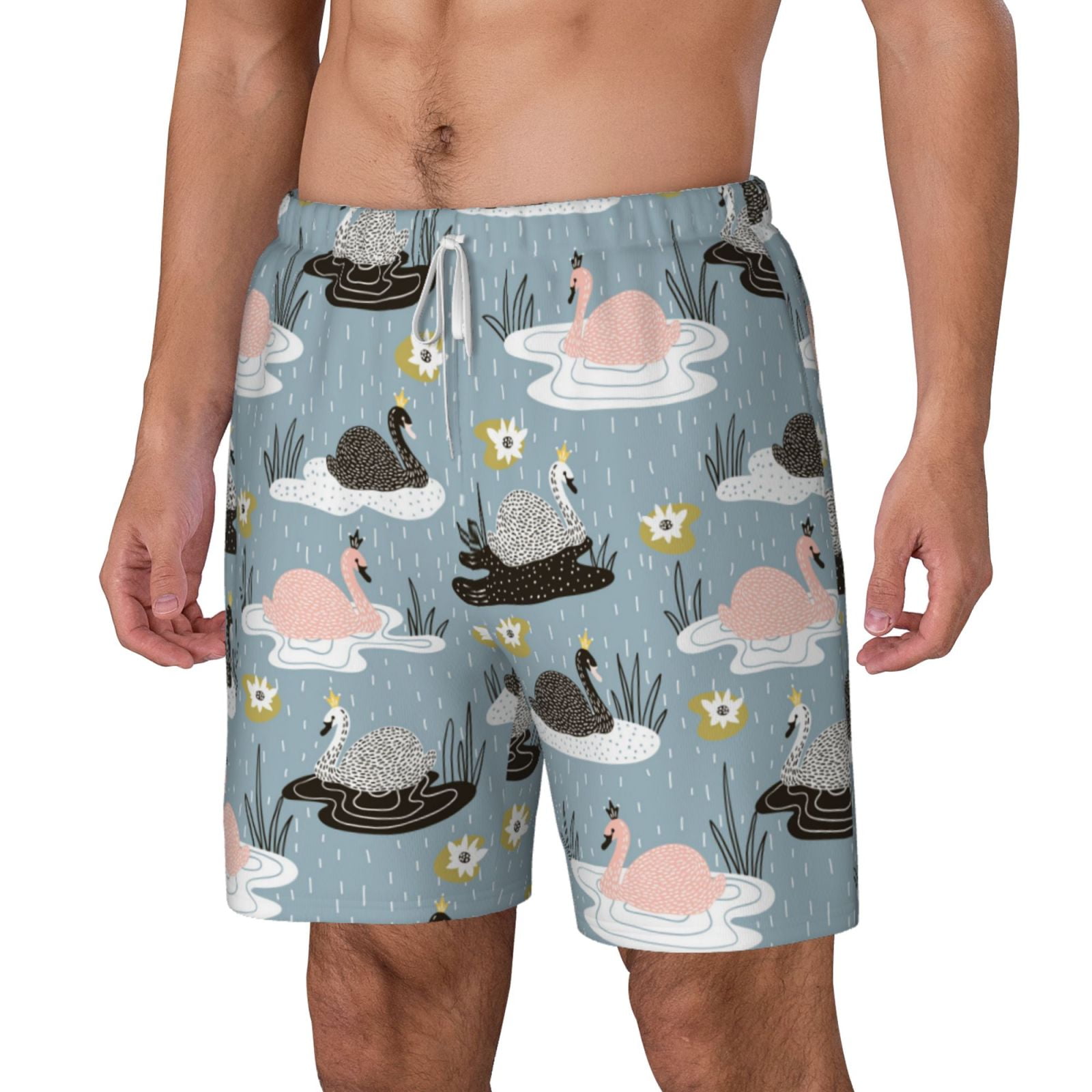 Goofa Swan Princess On Lake Printed Men's Swim Trunks Board Shorts ...