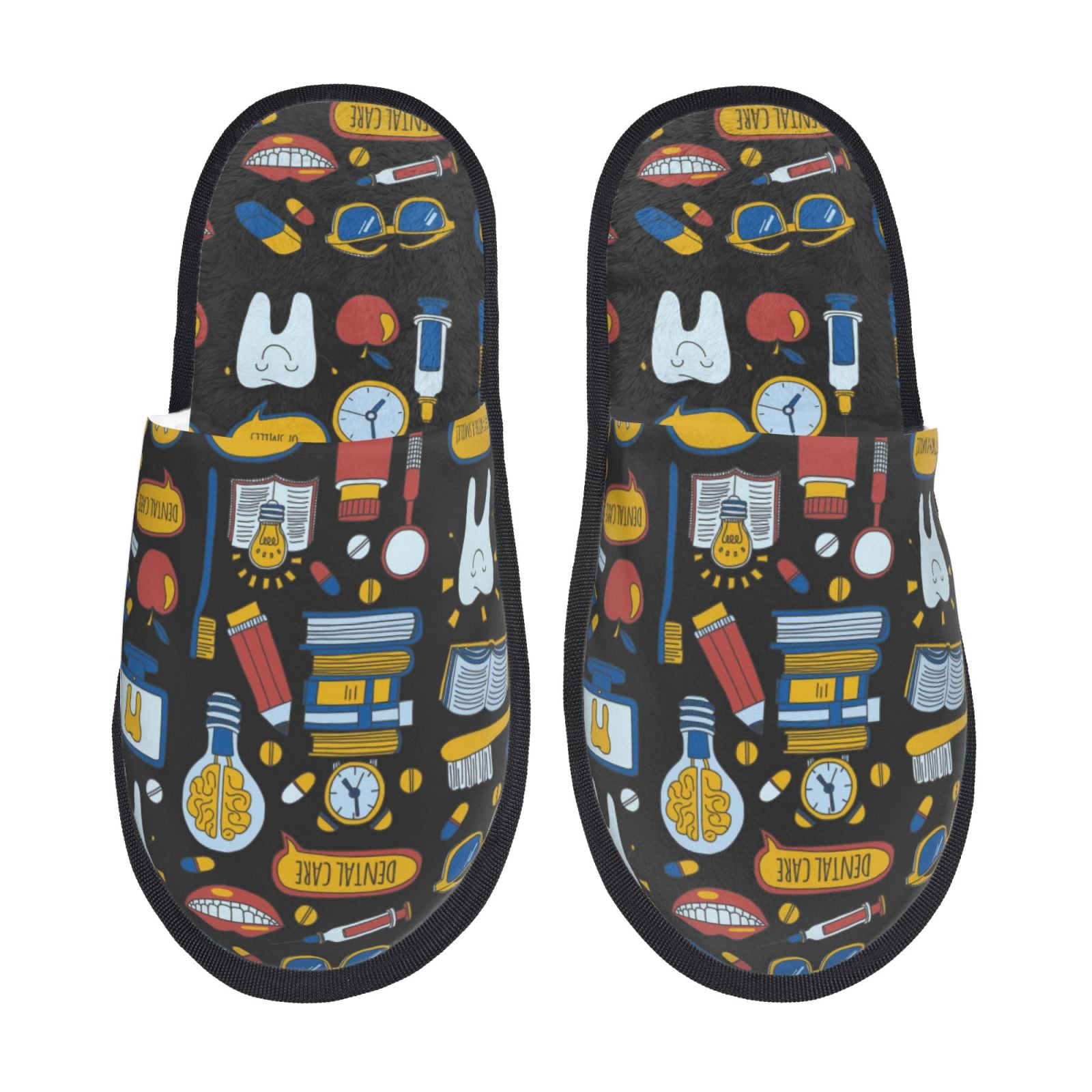 Goofa Teeth Pattern Plush Furry Slippers for Men & Women, Cozy Indoor ...