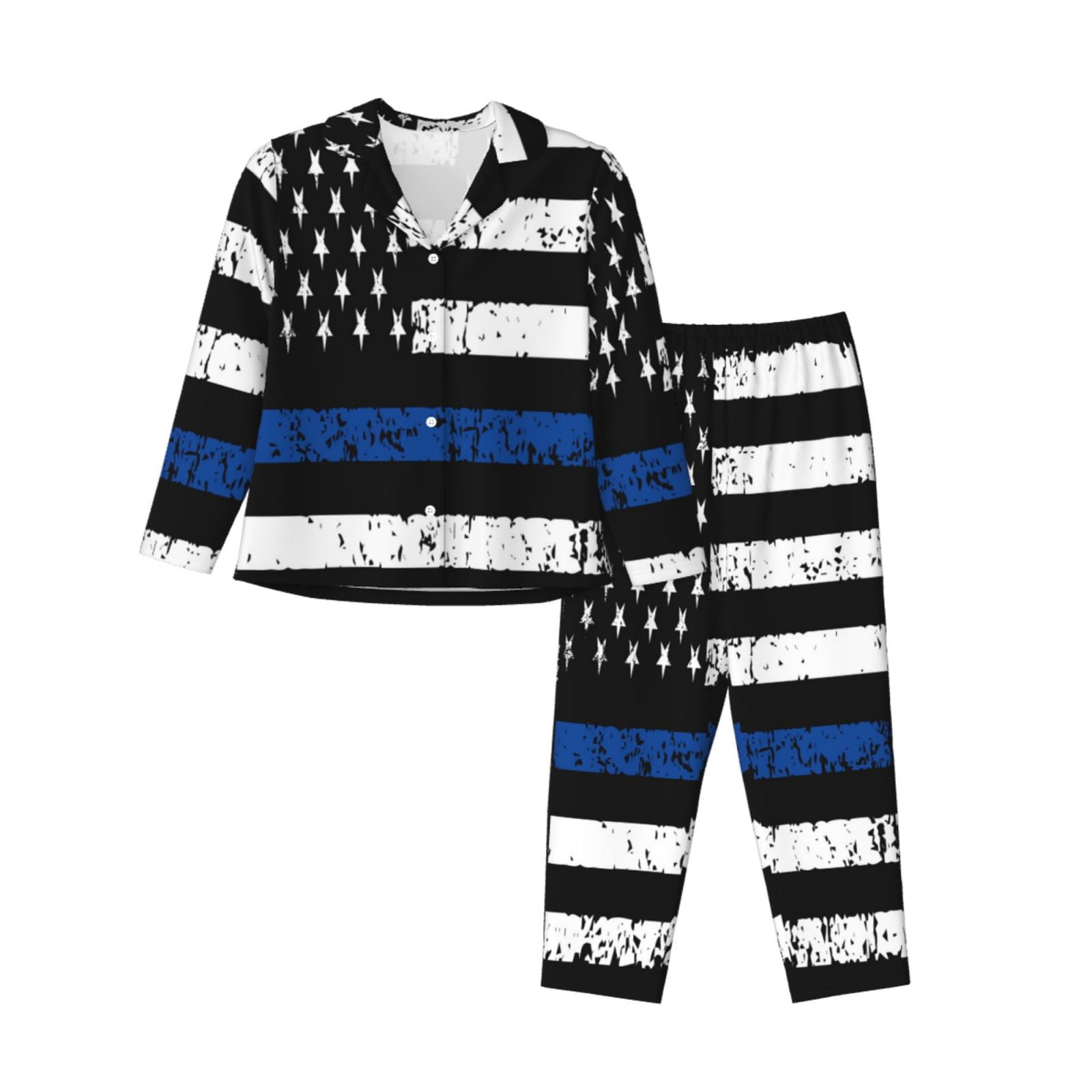 Goofa Thin Blue Line Flag Printed Women’s 2 Piece Pajama Set Super ...