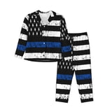 Goofa Thin Blue Line Flag Printed Women’s 2 Piece Pajama Set Super ...