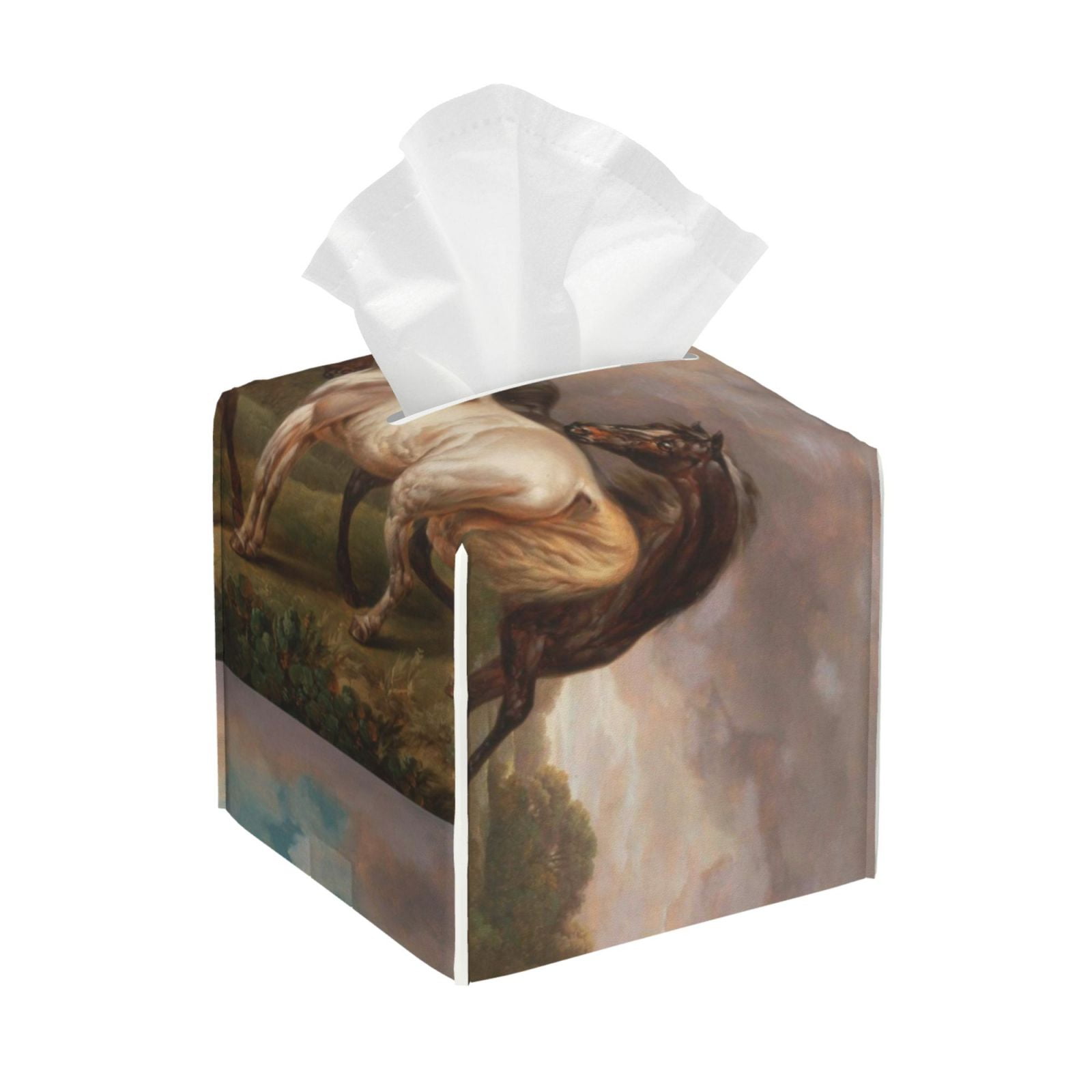 Goofa Three Horses Oil Painting Tissue Box Cover PVC Leather Tissue ...