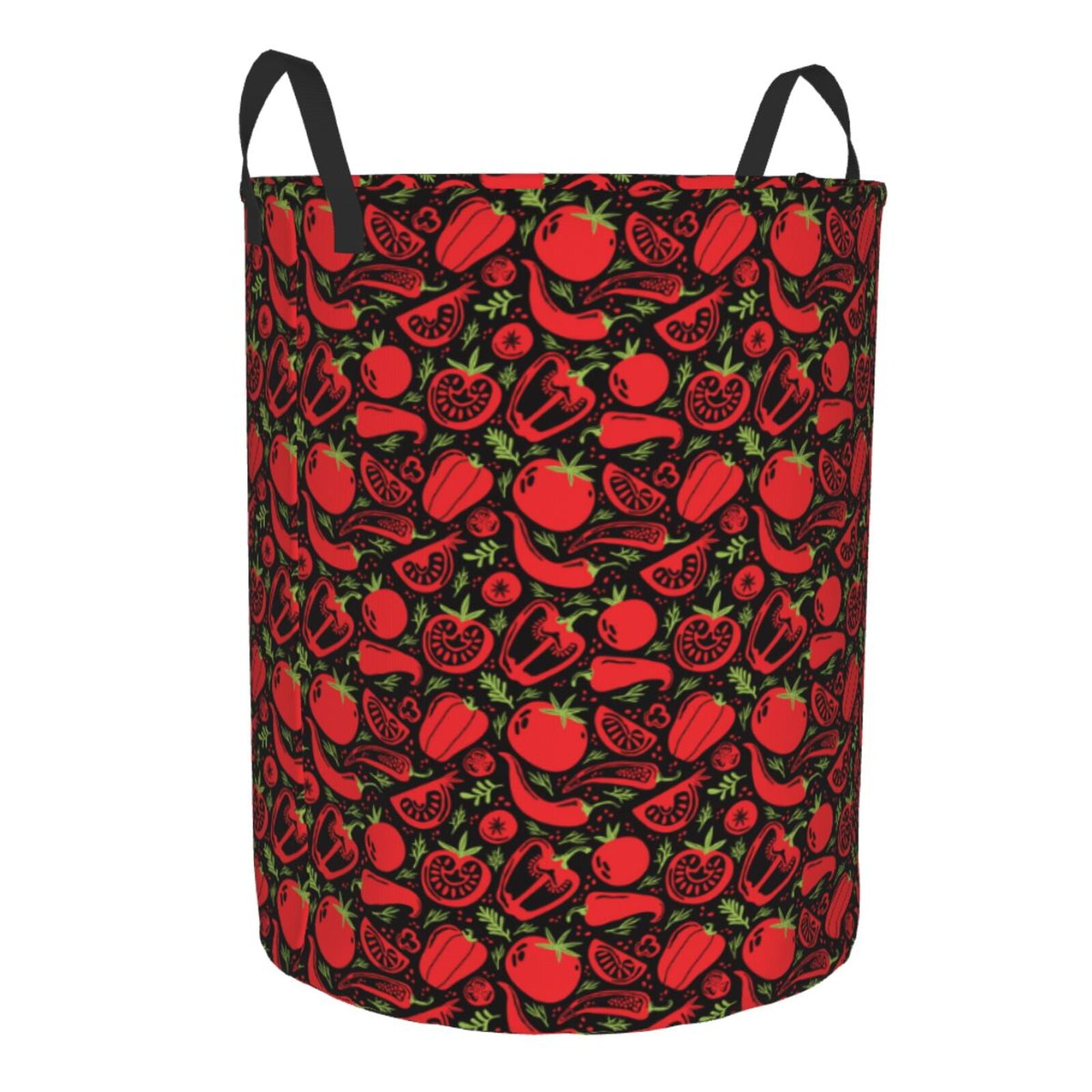 Goofa Tomatoes And Chili Printed Circular Hamper,Laundry Basket with ...