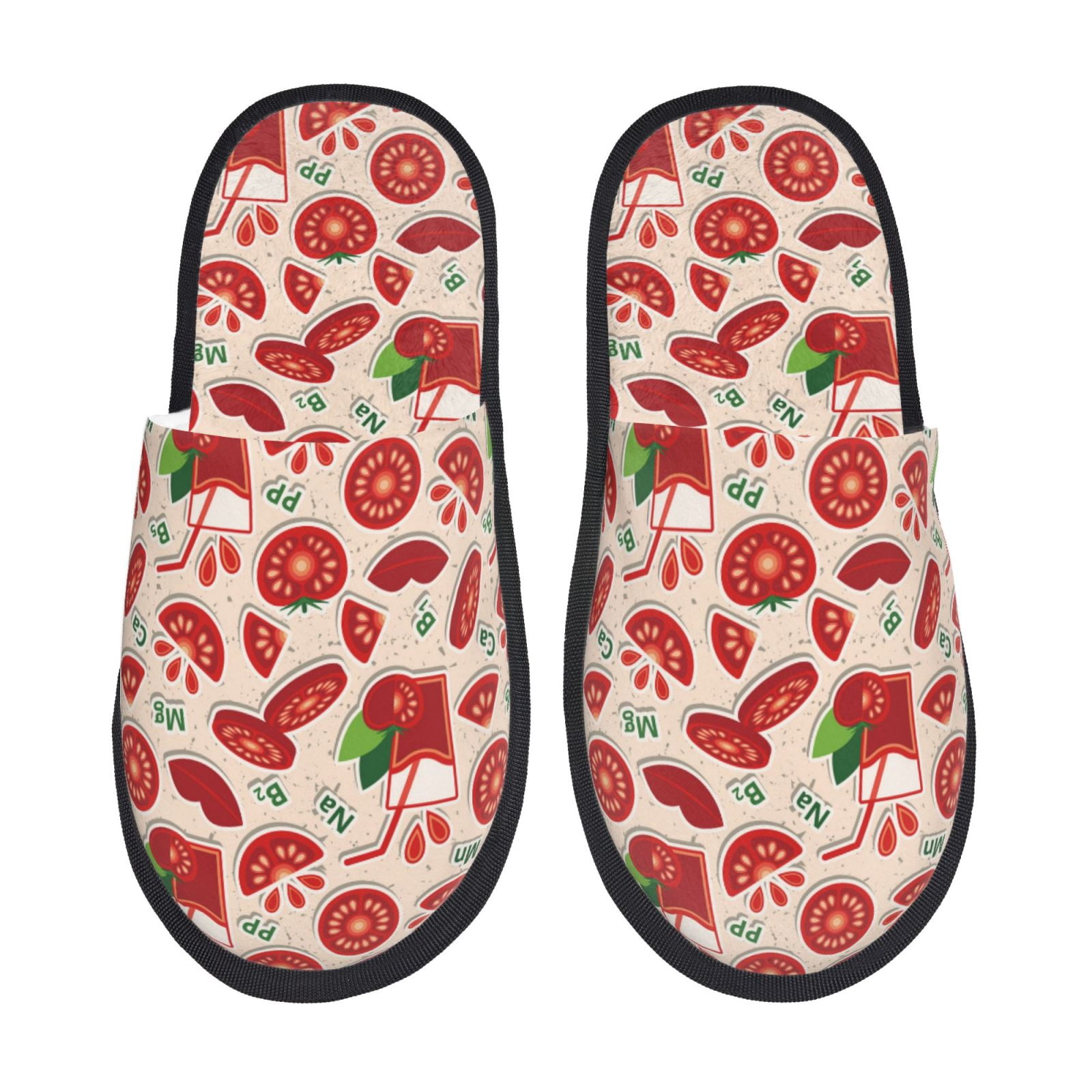 Goofa Tomatoes Pattern Plush Furry Slippers for Men & Women, Cozy ...