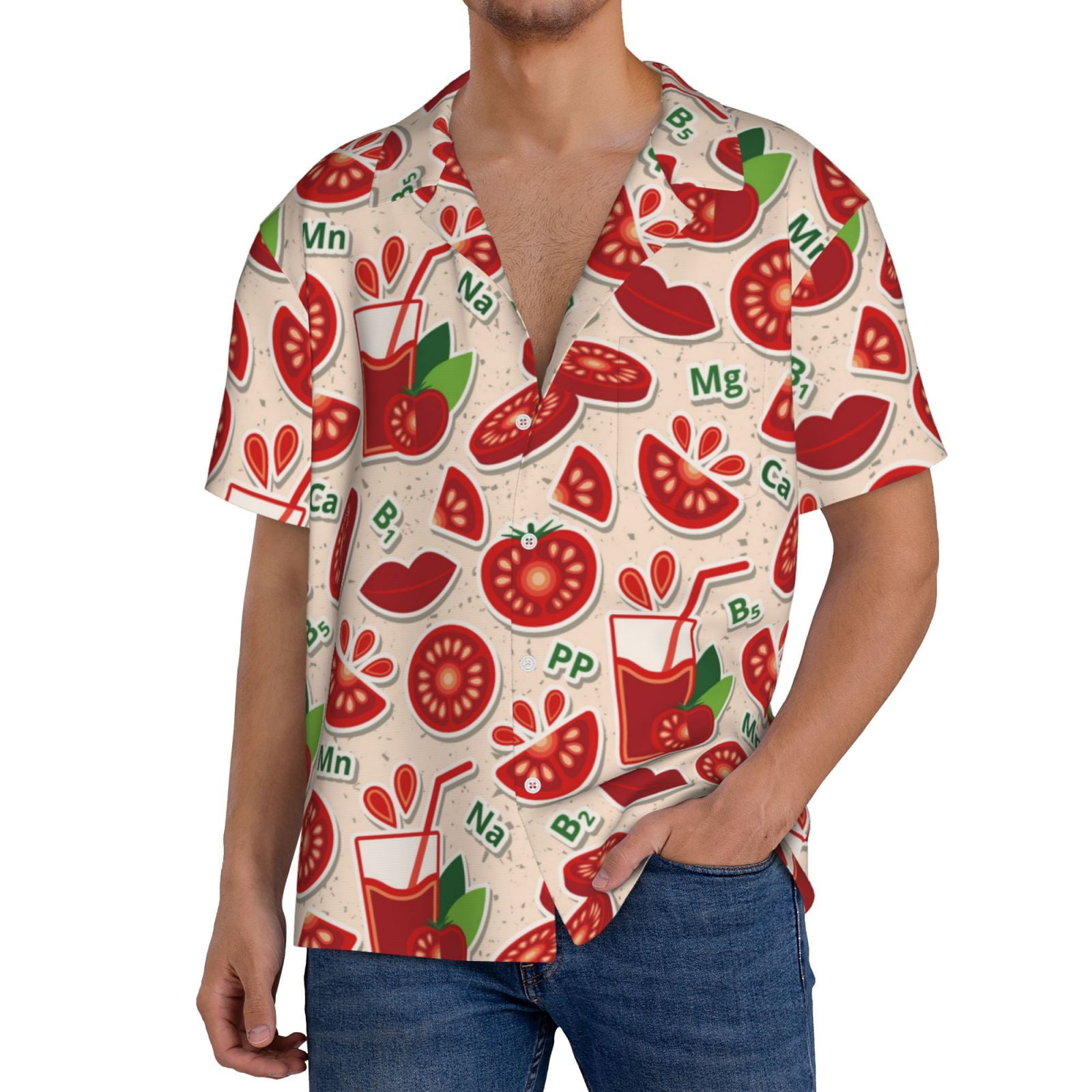 Goofa Tomatoes Printed Men's Casual Short-sleeved Shirt,Lightweight ...