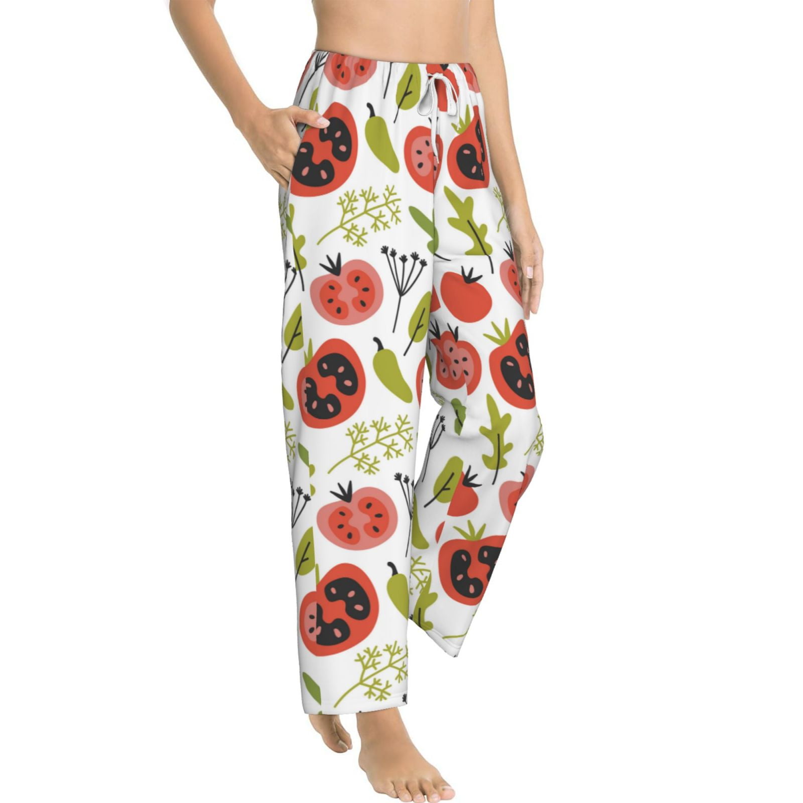 Goofa Tomatoes Printed Soft Pajama Pants for Women, Wide Leg Comfy ...