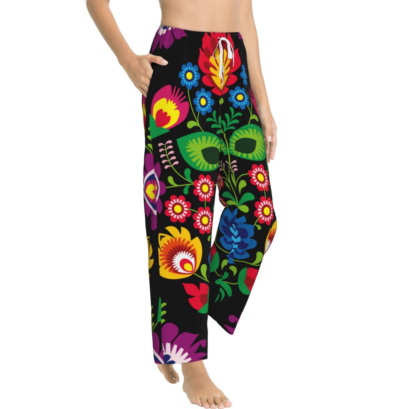 Goofa Traditional Floral Polish Printed Soft Pajama Pants for Women ...