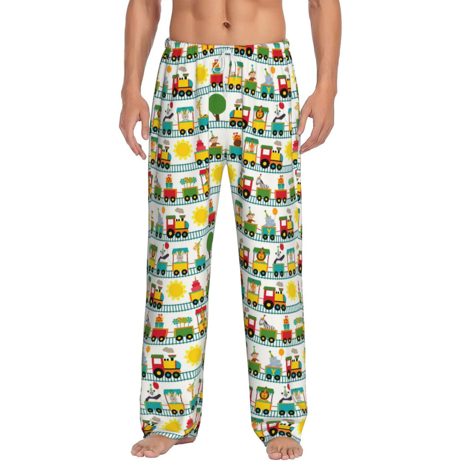 Goofa Train With Animals Pattern Printed Soft Pajama Pants for Men ...