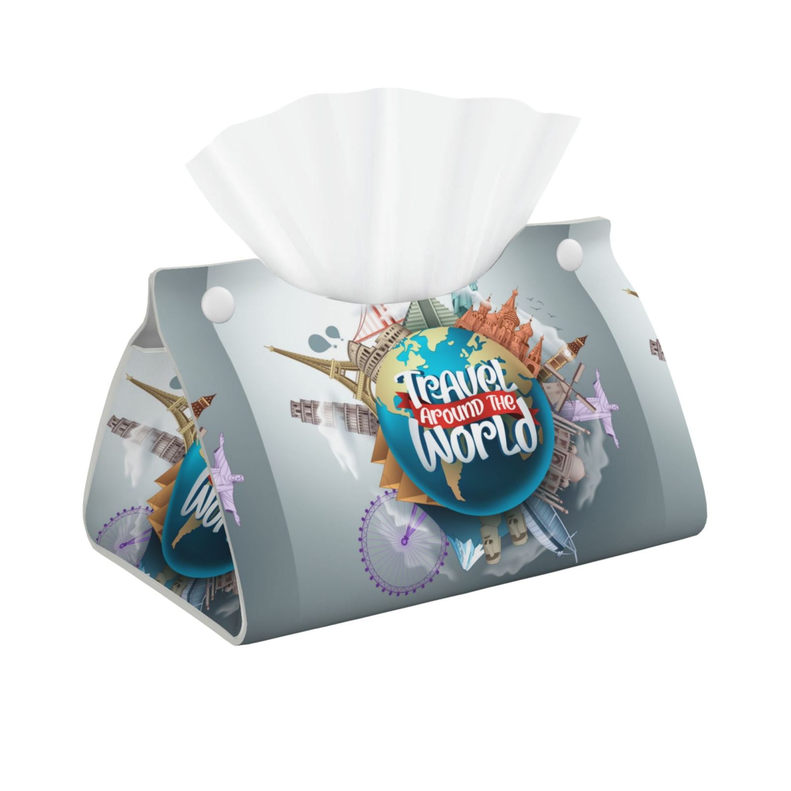 Goofa Travel Around The World Pattern Triangle Square Tissue Box Cover ...