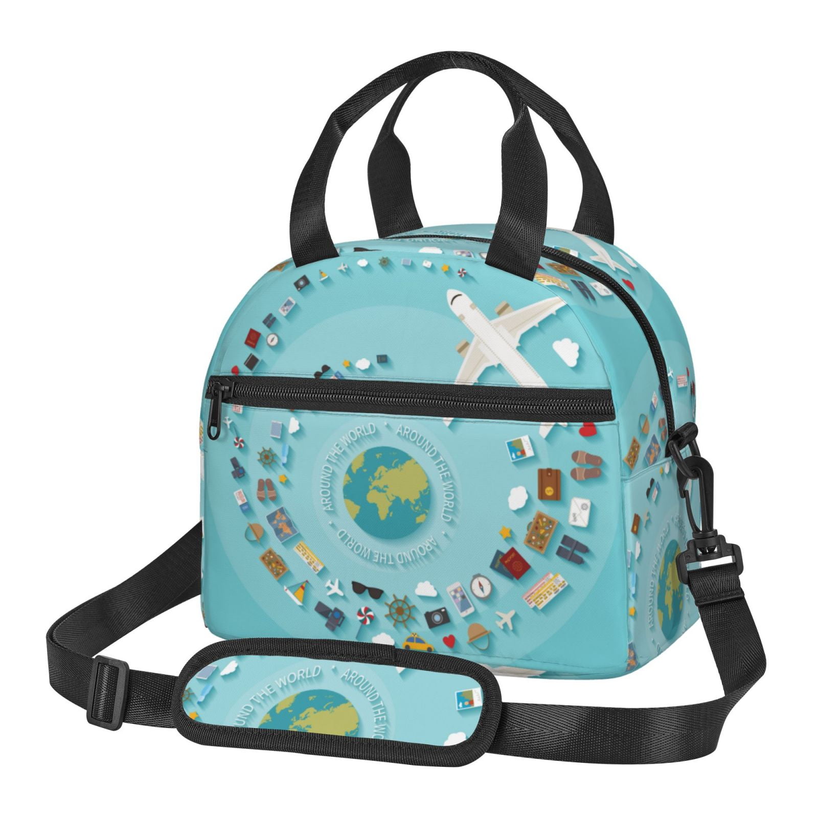 Goofa Travelling on Airplane Pattern Lunch Bag ,Insulated Lunch Box ...