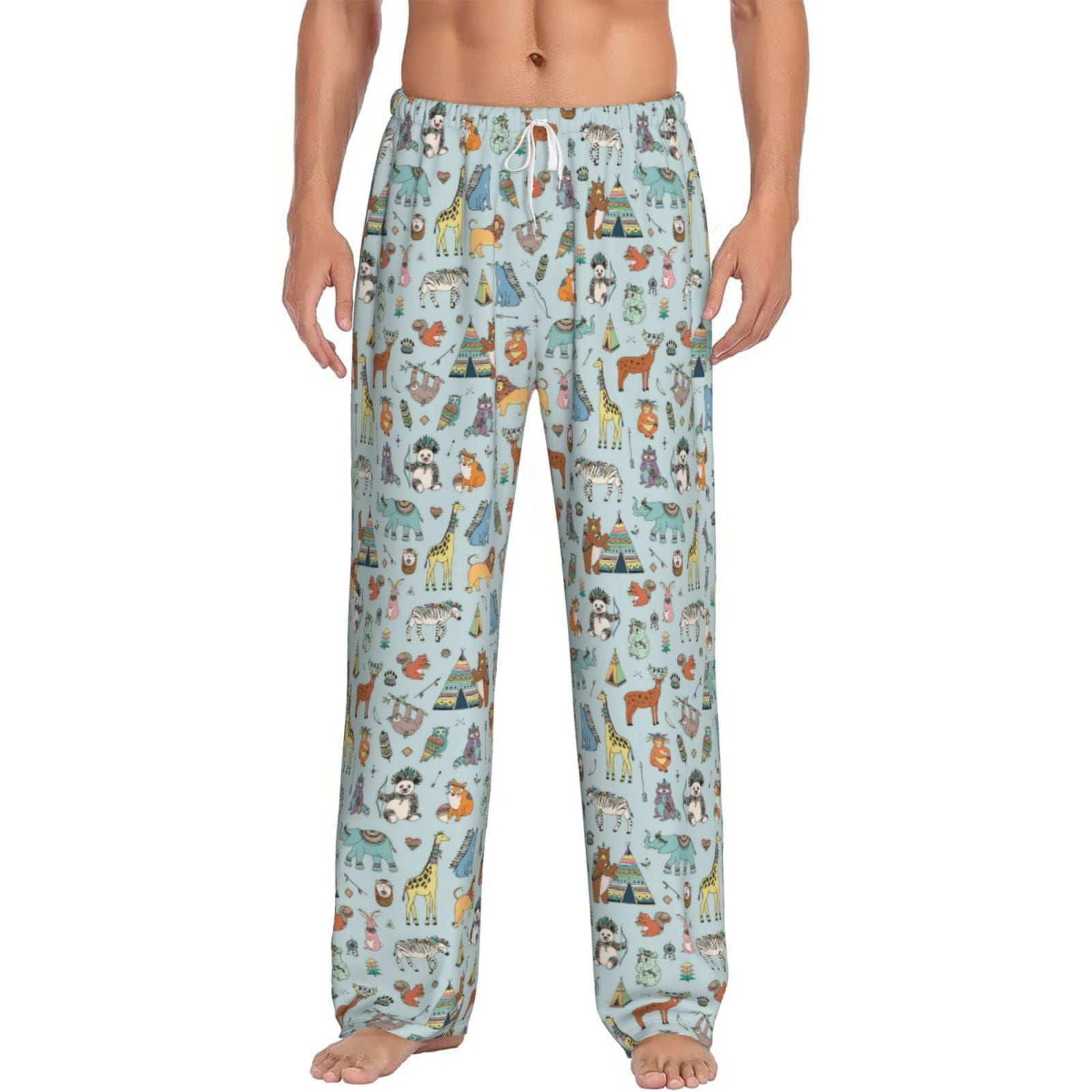 Goofa Tribal Animals Pattern Printed Soft Pajama Pants for Men, Wide ...