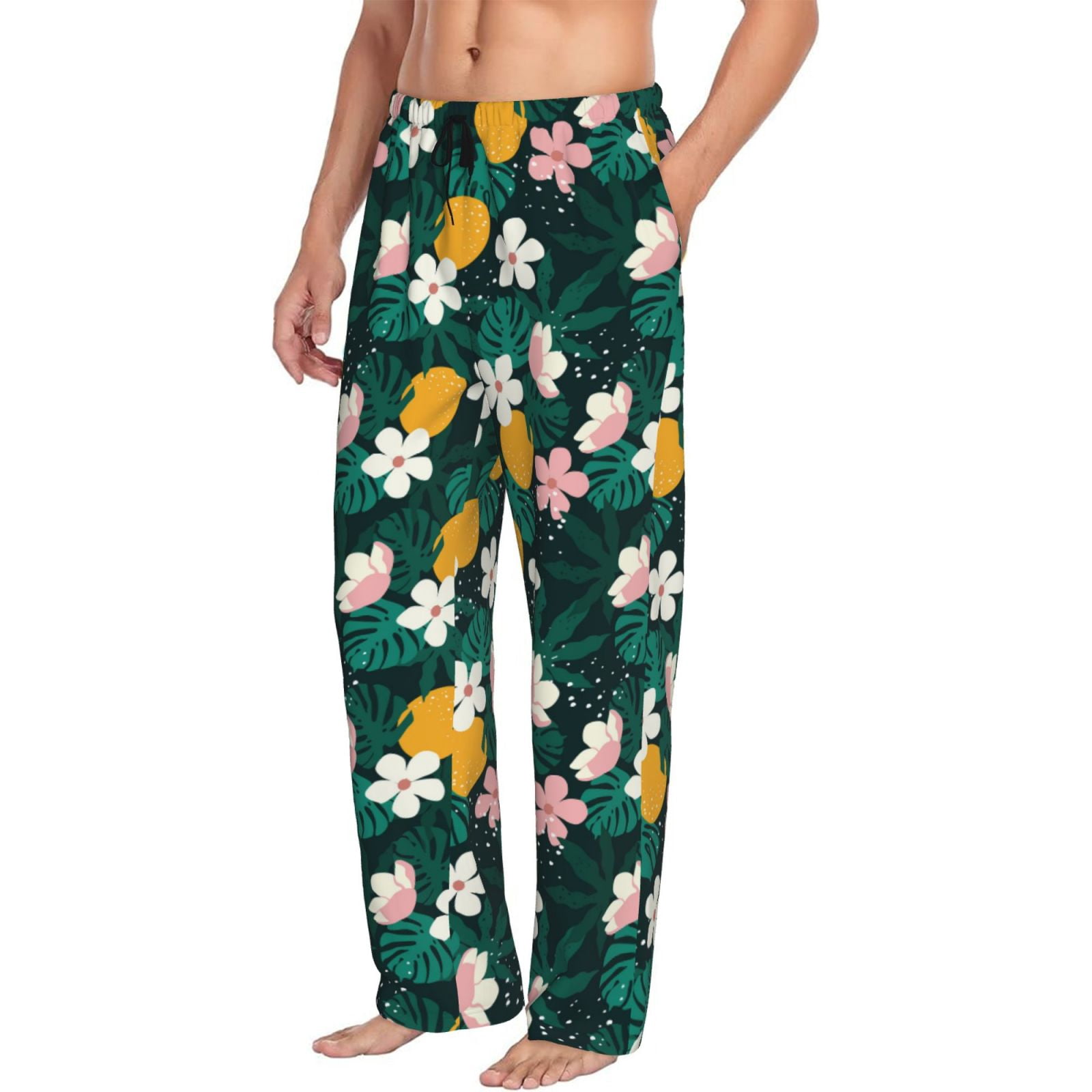 Goofa Tropical Fruit Printed Soft Pajama Pants for Men, Wide Leg Comfy ...