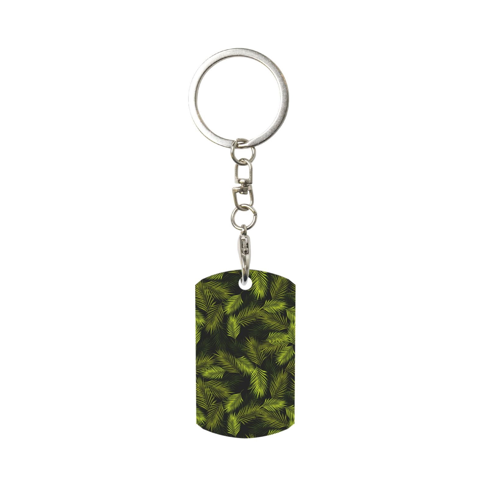 Goofa Tropical Palm Leaves Fern Leaf Printed Rectangular Metal Keychain ...