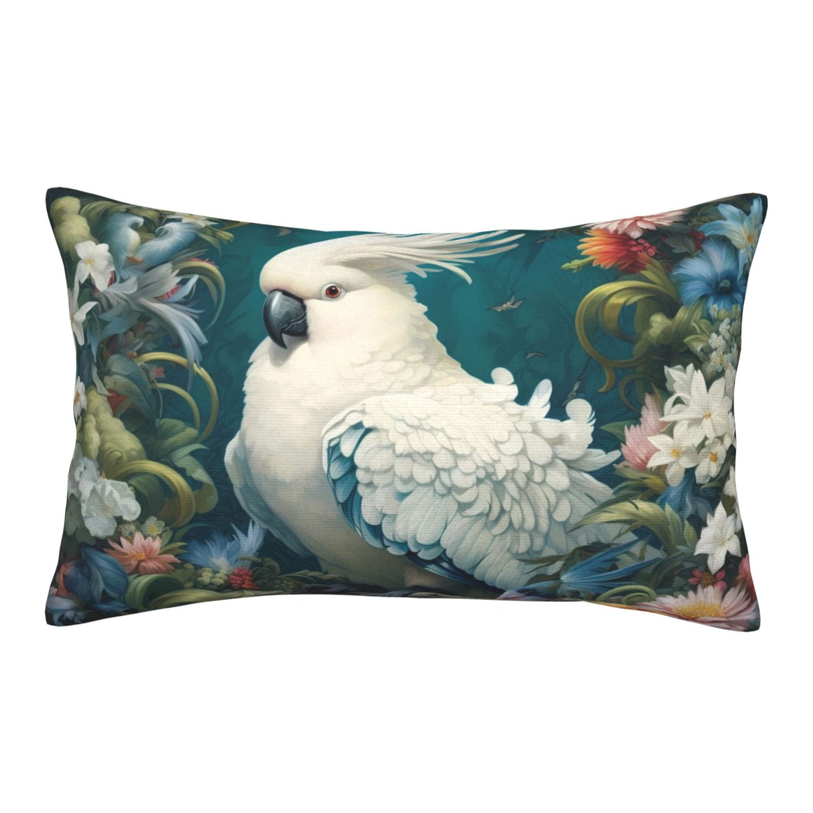 Goofa Tropical Parrot Floral Artwork Pattern Pillow Case – Plush & Soft ...
