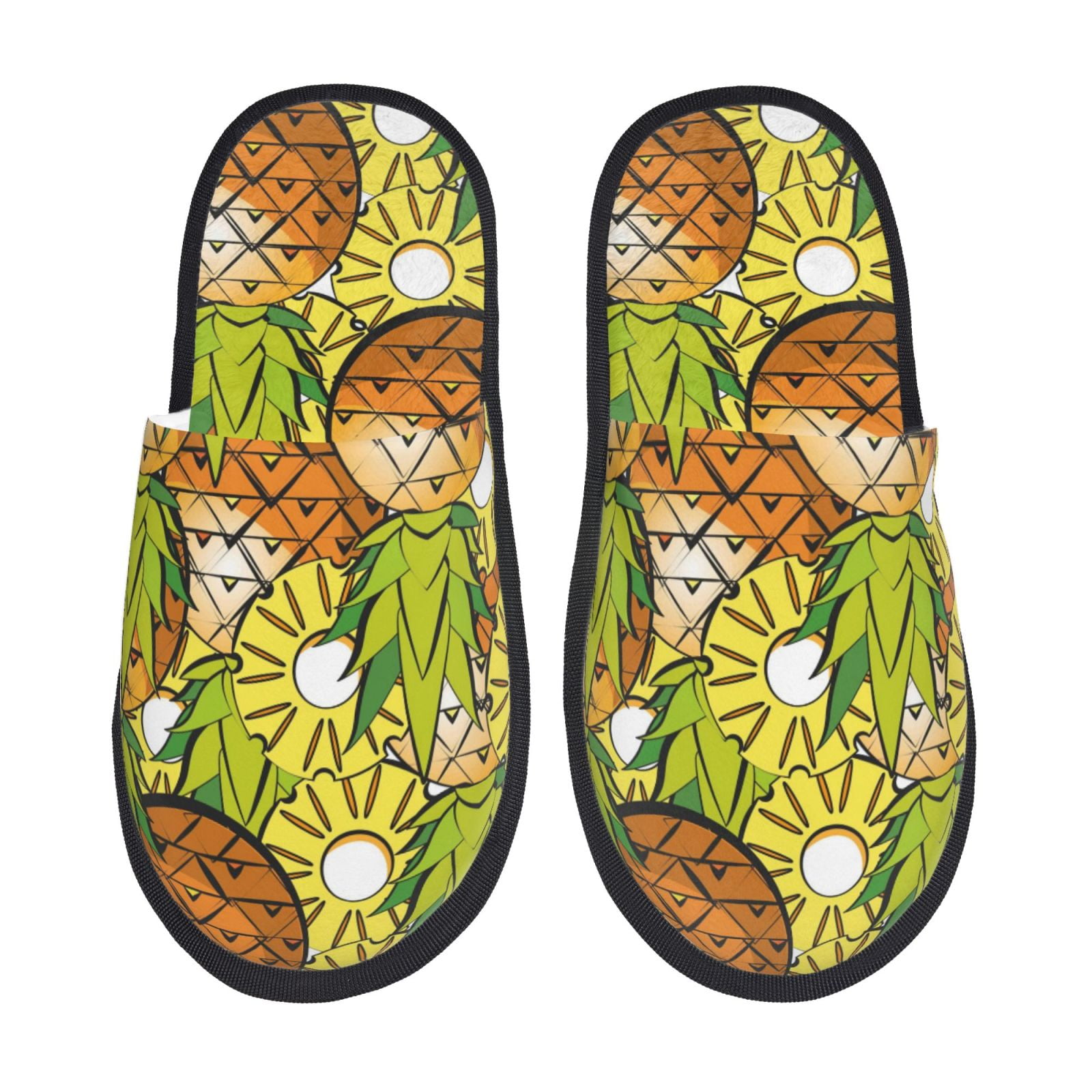 Goofa Tropical Summer Fruit Pattern Plush Furry Slippers for Men ...
