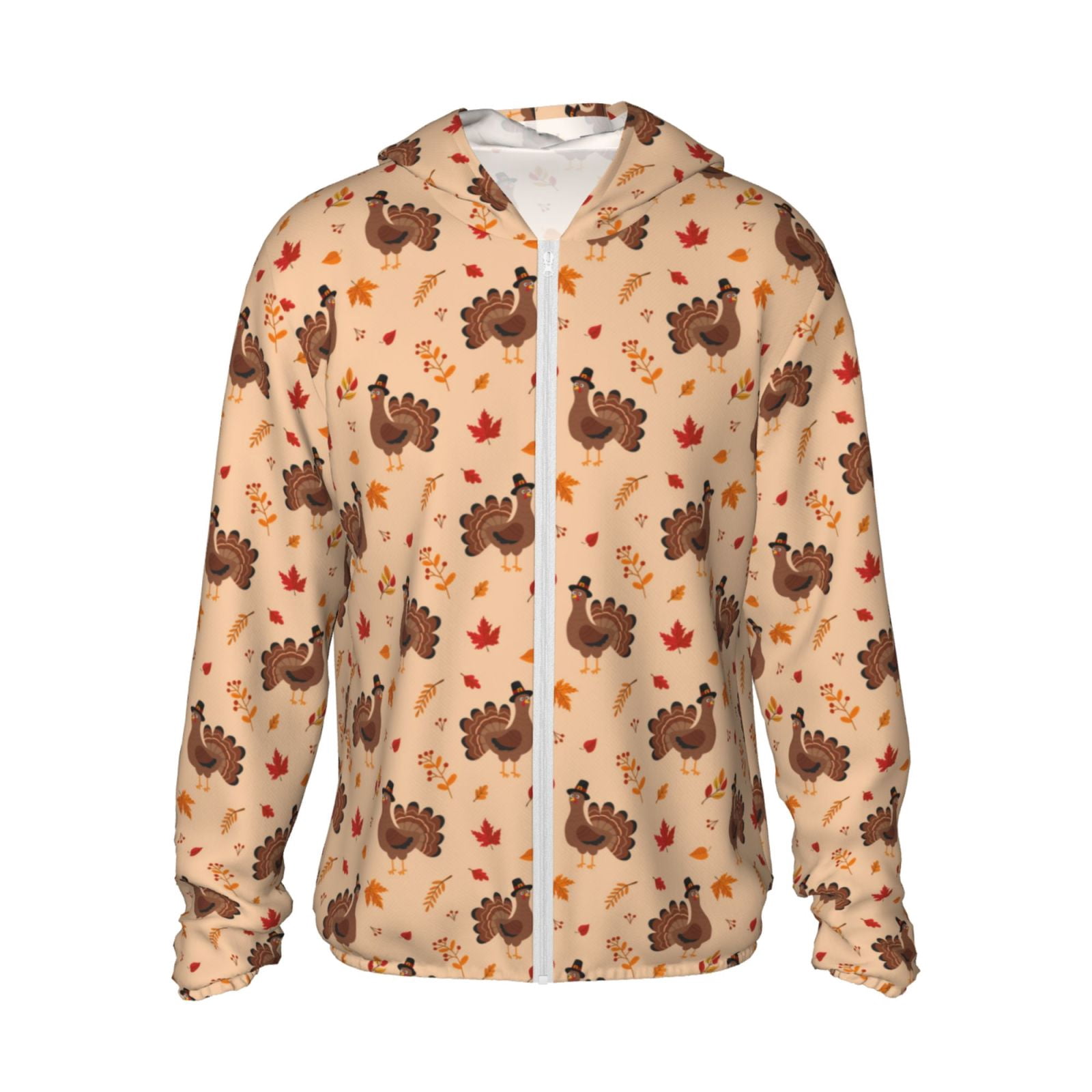 Goofa Turkey And Autumn Leaves Printed Women's UPF 50+ Sun Protection ...