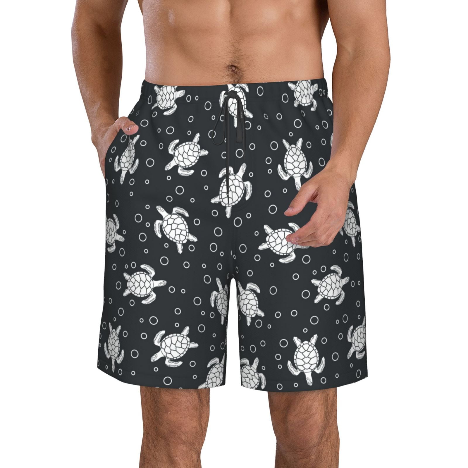 Goofa Turtle Printed Mens Swim Trunks Summer Quick Dry Short Beach ...
