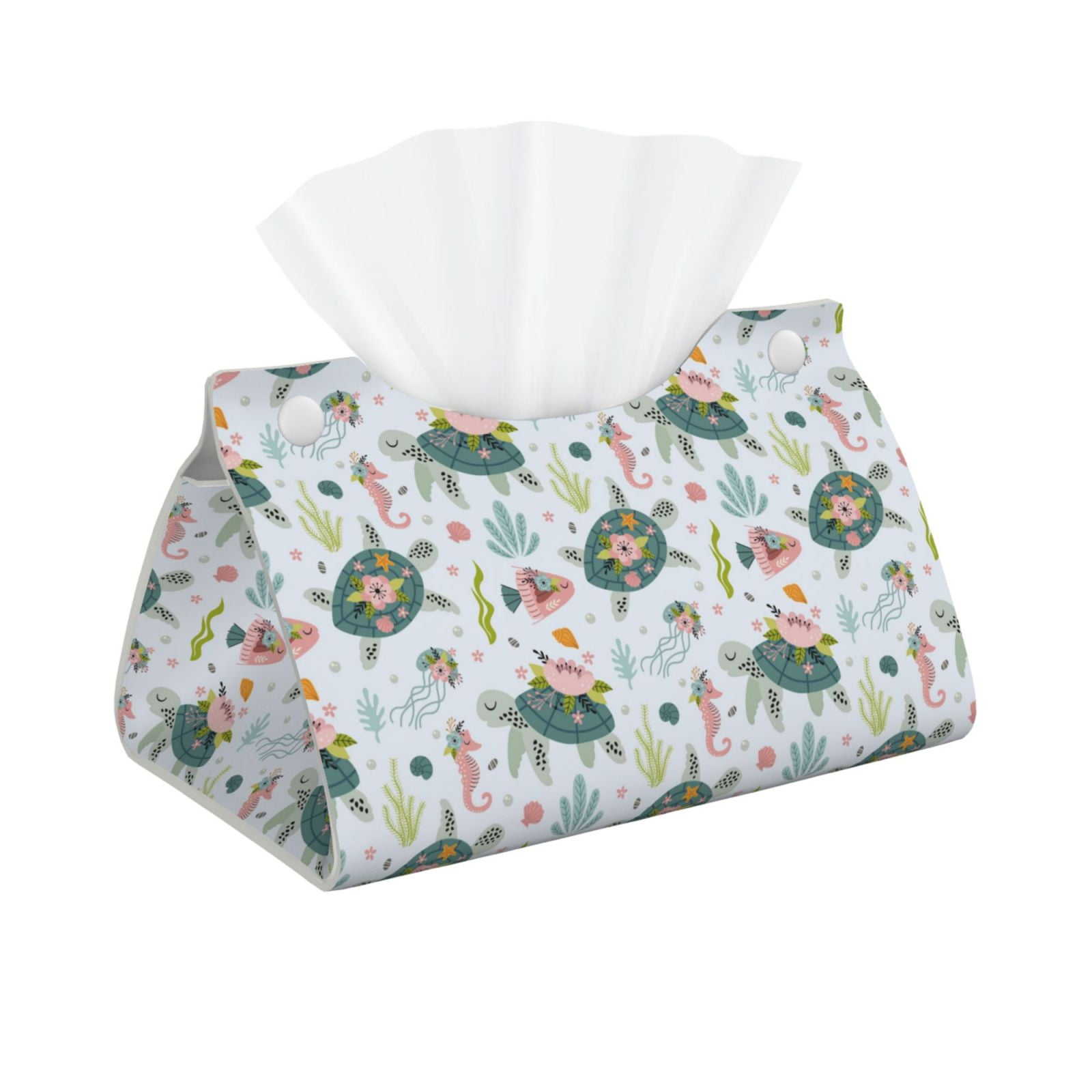 Goofa Turtle and Sea Life Pattern Triangle Square Tissue Box Cover ...