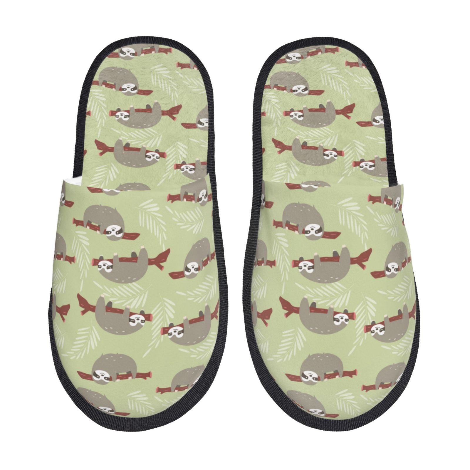 Goofa Twig Sloth Pattern Plush Furry Slippers for Men & Women, Cozy ...