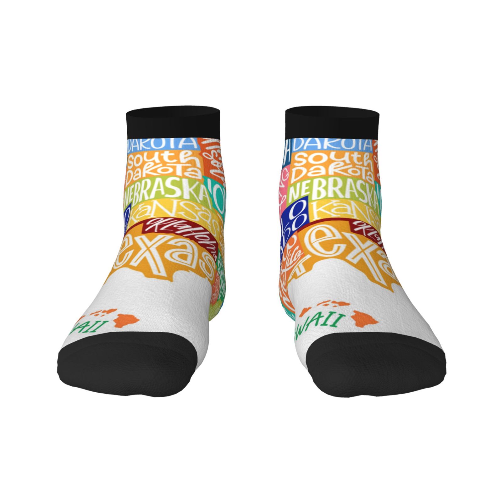 Goofa USA MAP Pattern Non Slip Socks with Grips for Elderly, Crew Socks ...