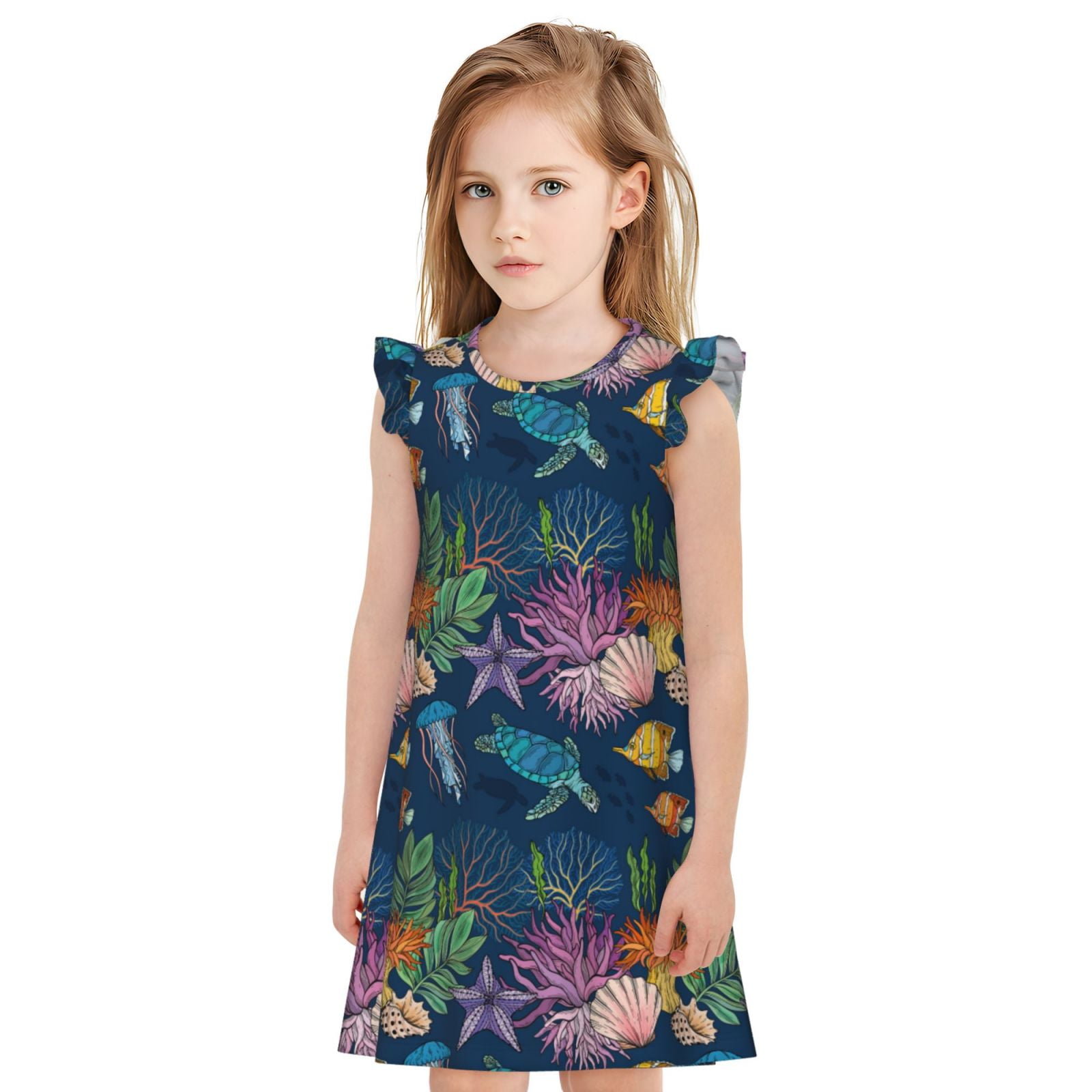 Goofa Undersea Animals Pattern Sweet & Sassy Girls' Nightgowns - Short ...