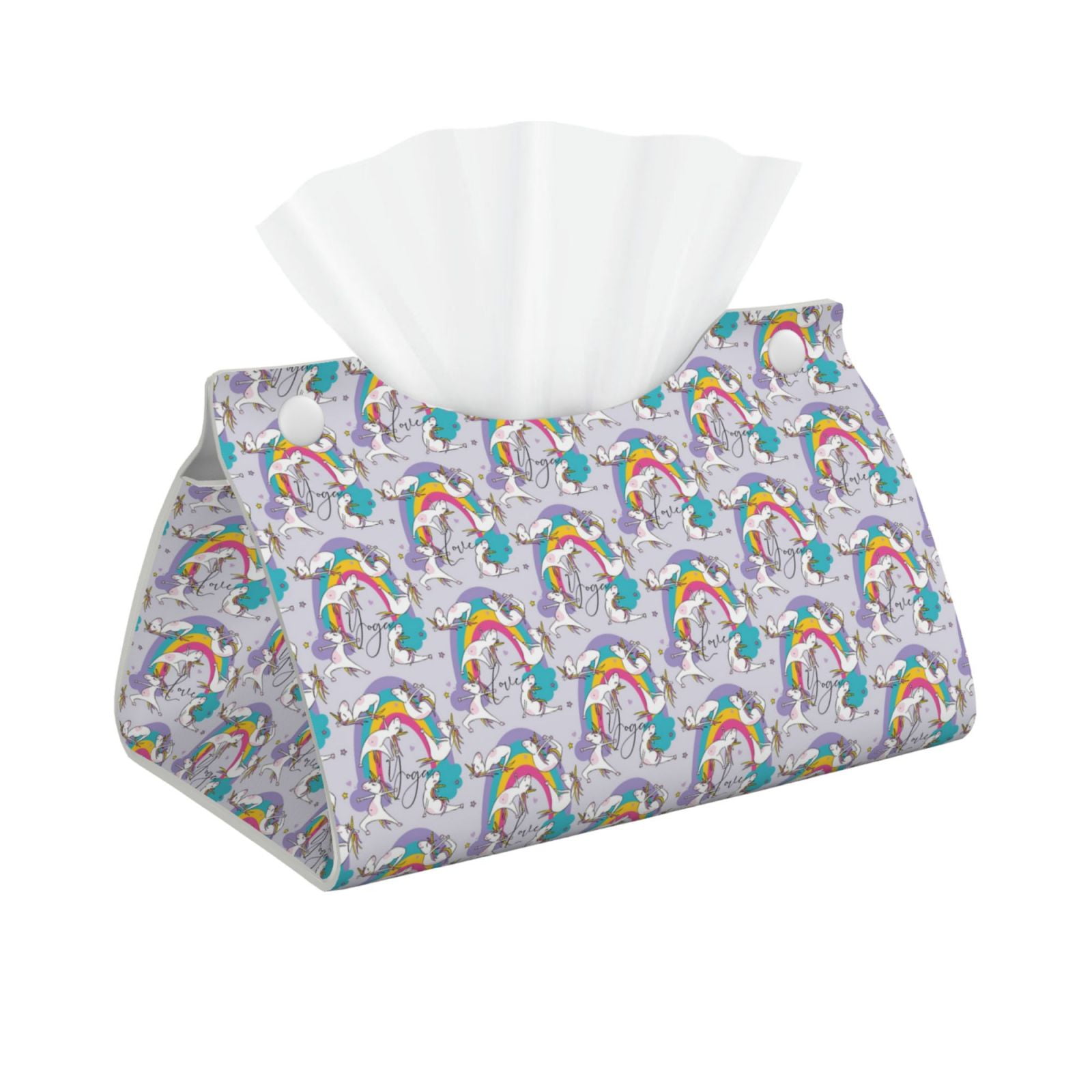 Goofa Unicorn DoingYoga Pattern Triangle Square Tissue Box Cover ...
