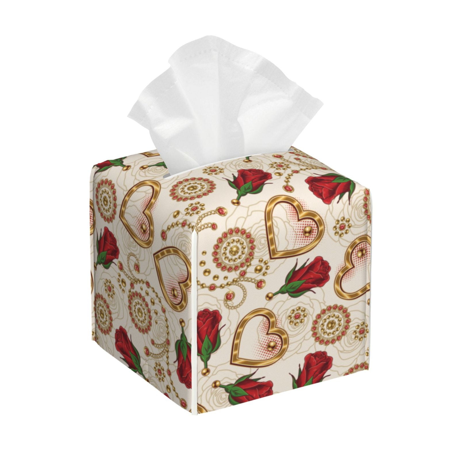 Goofa Valentine'S Day Rose Tissue Box Cover PVC Leather Tissue Holder ...