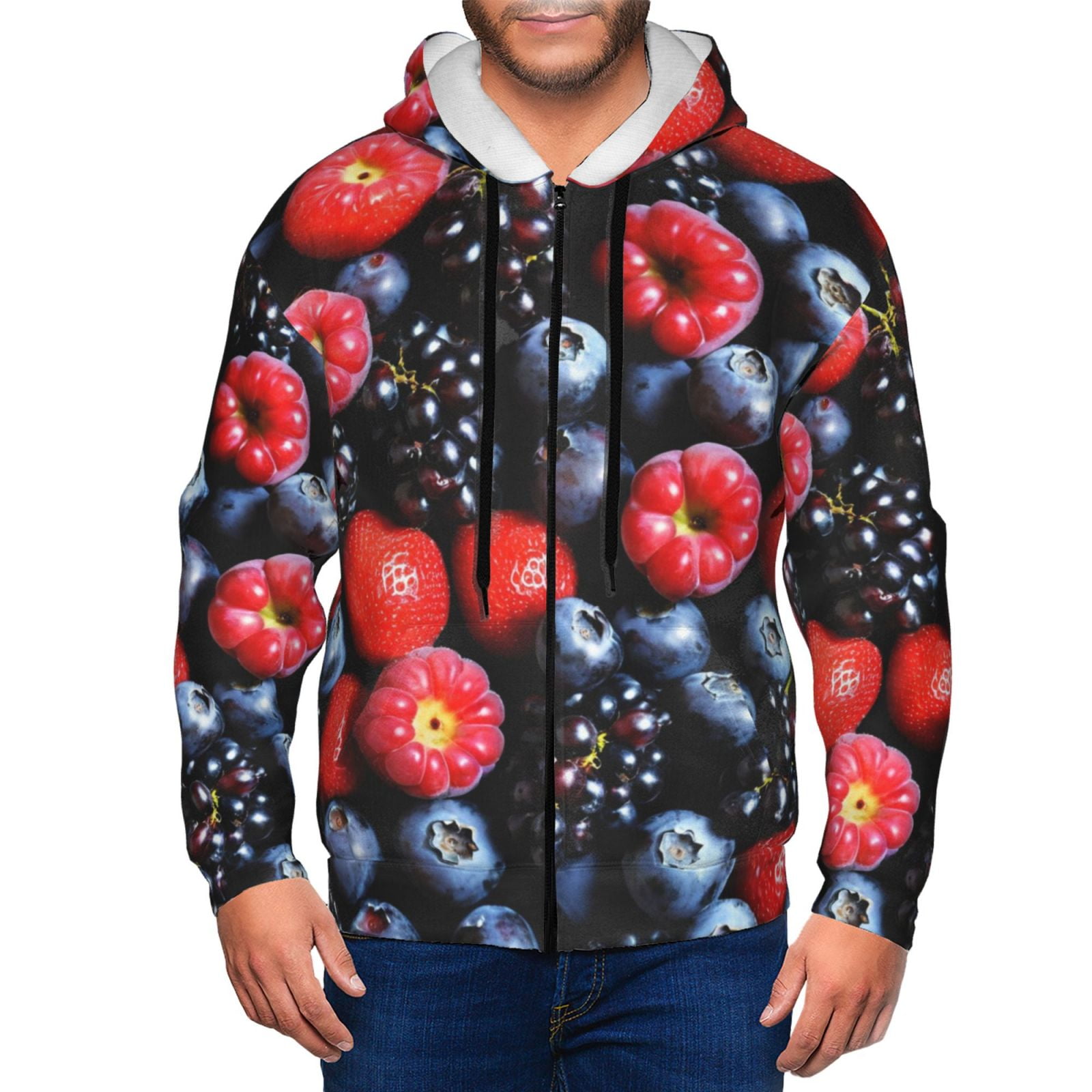 Goofa Variety Of Fruits And Berries Pattern Mens Full-zip Hoodie, Zip ...