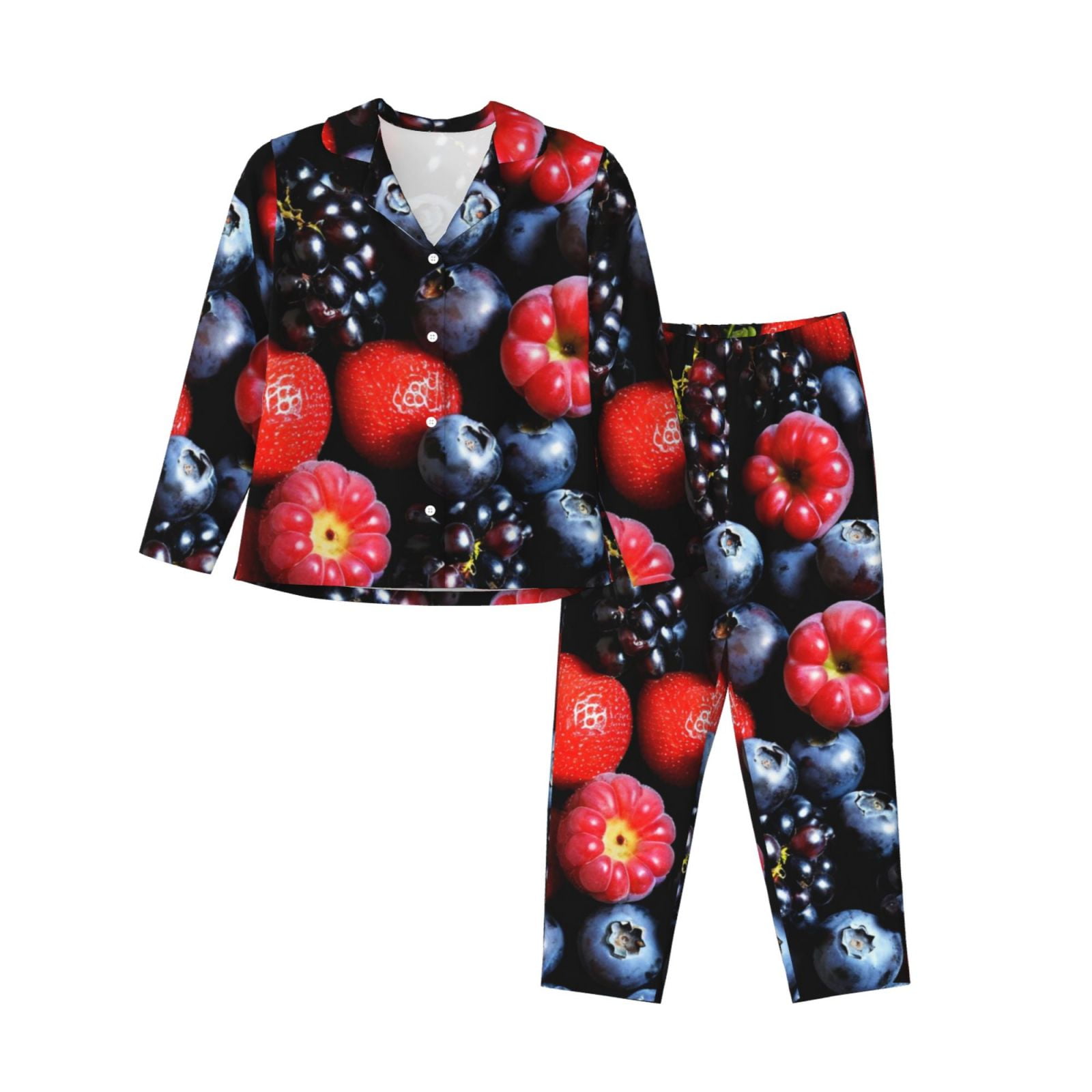 Goofa Variety Of Fruits And Berries Printed Women’s 2 Piece Pajama Set ...